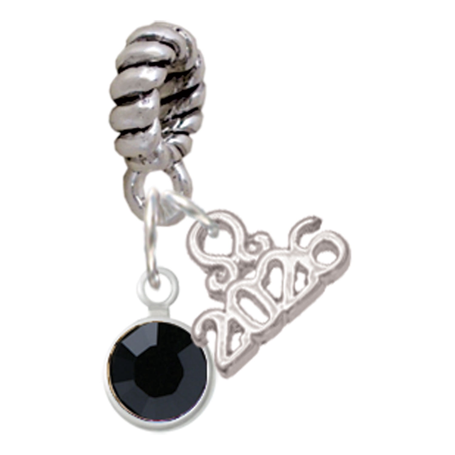 Delight Jewelry Crystal Black Channel Drop - Silver Plated Rope Charm ...