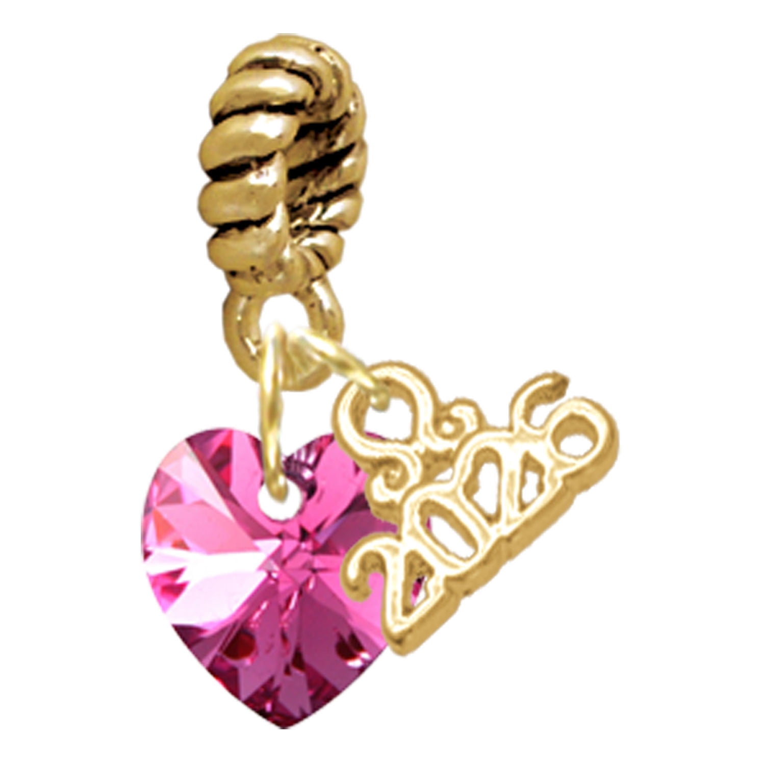 Delight Jewelry Crystal Hot Pink Heart - Goldtone Plated Rope Charm ...