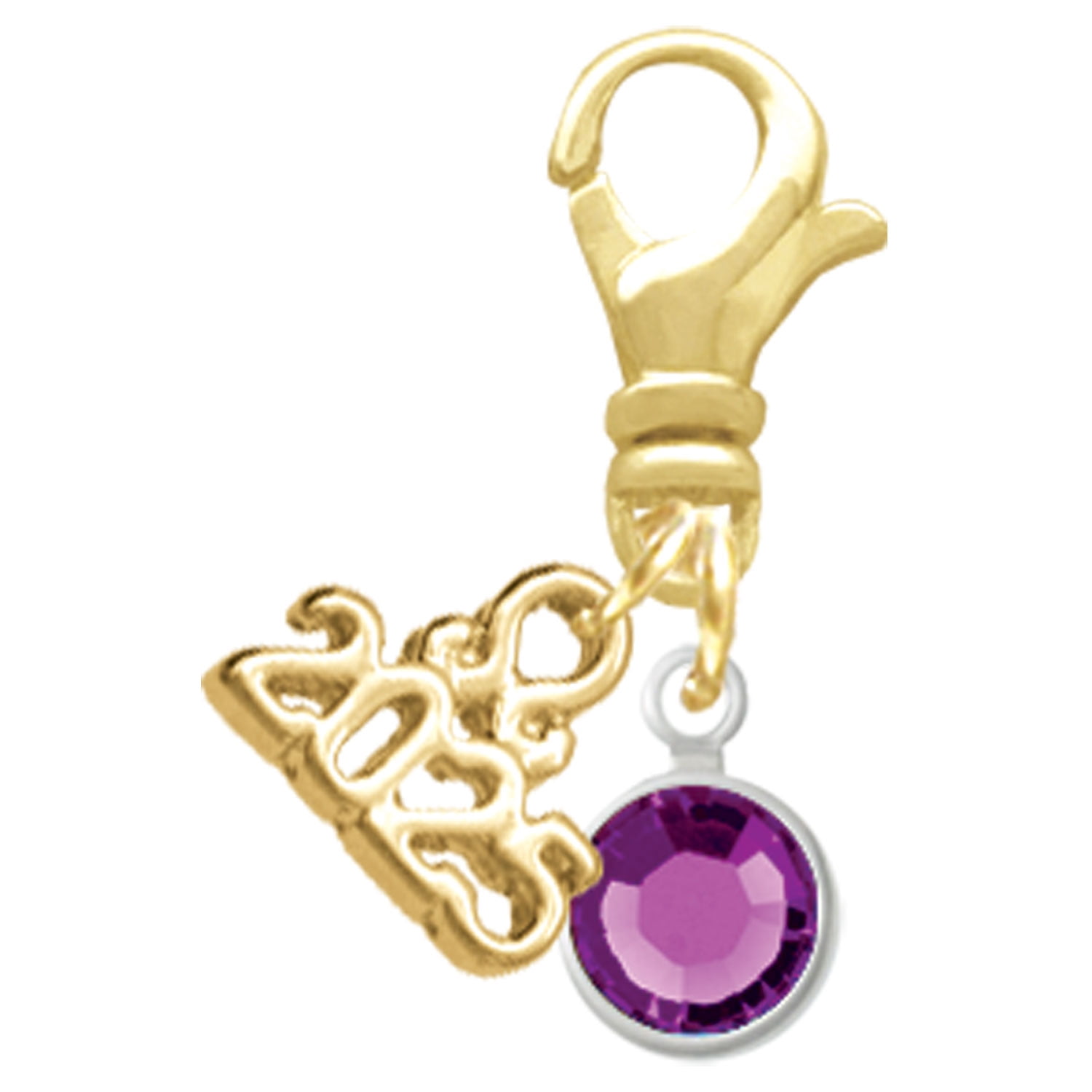 Delight Jewelry Crystal Purple Channel Drop - Gold-tone Clip on Charm ...