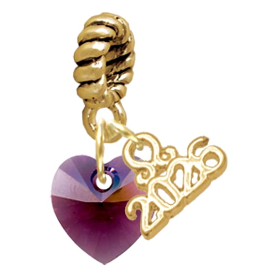 Delight Jewelry Crystal Purple Heart - Goldtone Plated Rope Charm Bead ...
