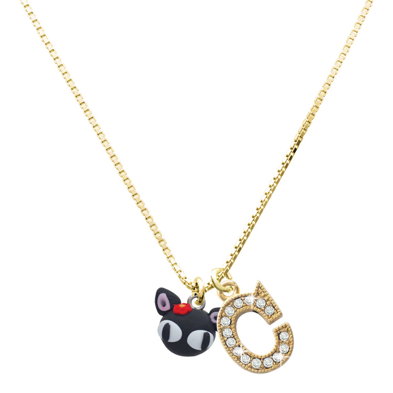 Delight Jewelry Fimo Clay Cute Kitty - Large Goldtone Crystal Initial ...