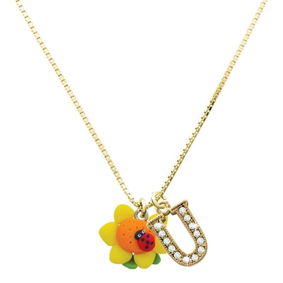 Delight Jewelry Fimo Clay Sunflower with Ladybug - Large Goldtone ...