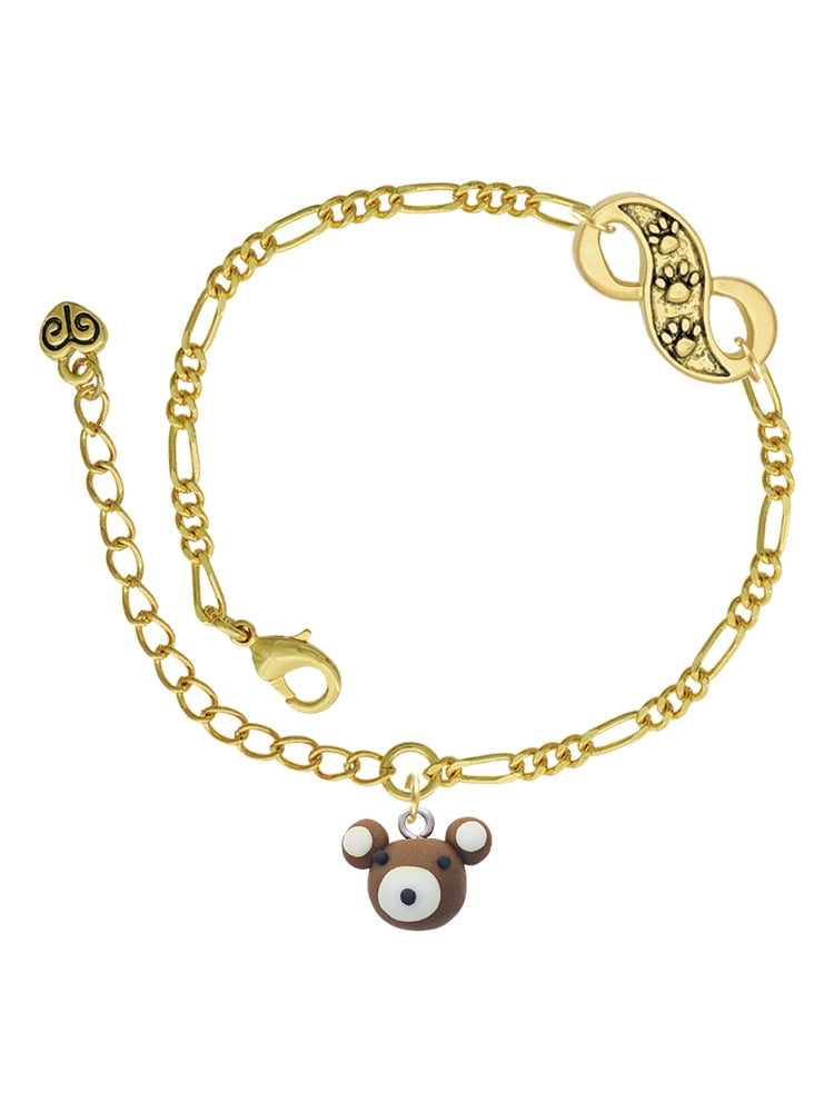 Delight Jewelry Fimo Clay Teddy Bear Gold-tone Paw Infinity Link Chain ...