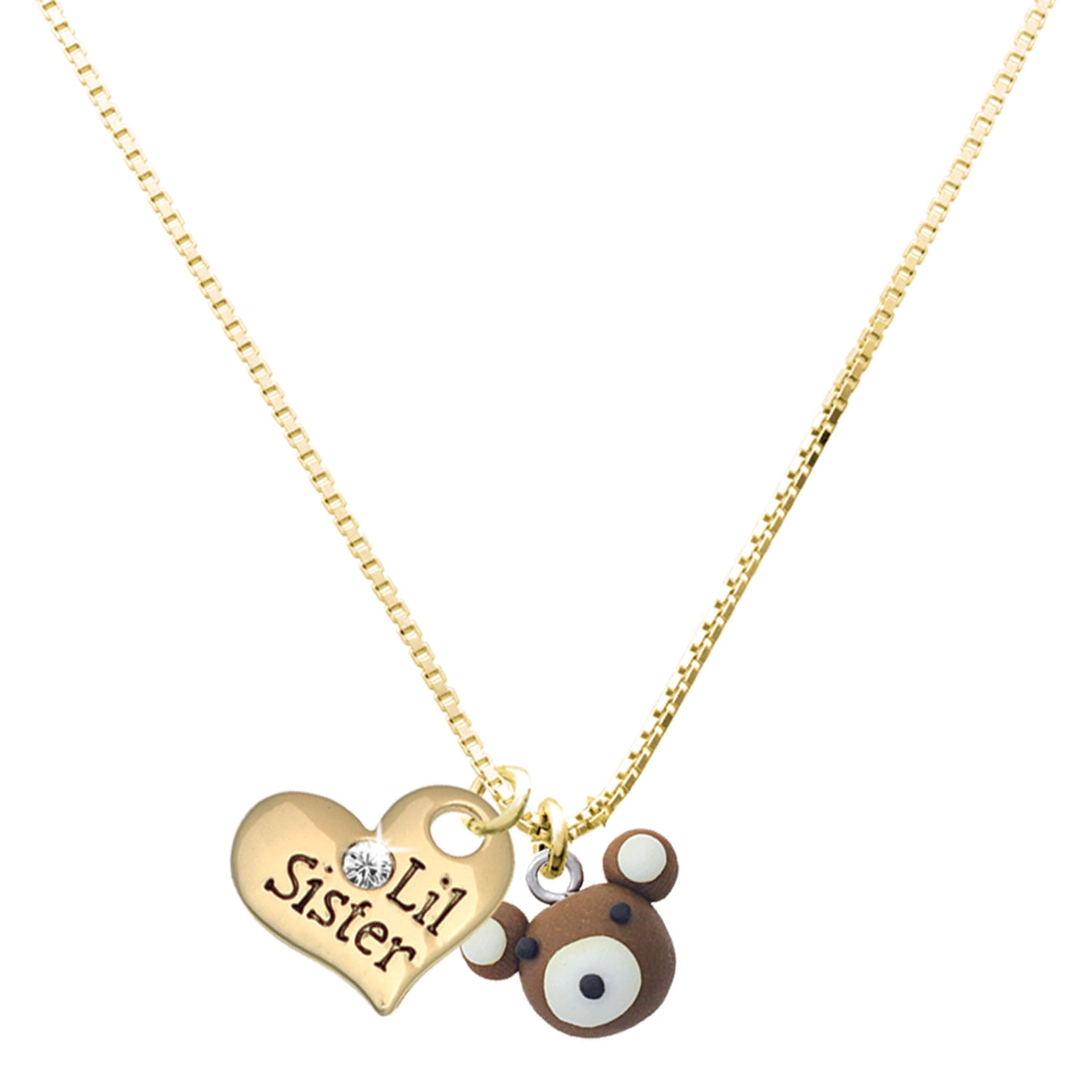 Delight Jewelry Fimo Clay Teddy Bear - Large Goldtone Lil Sister Heart ...