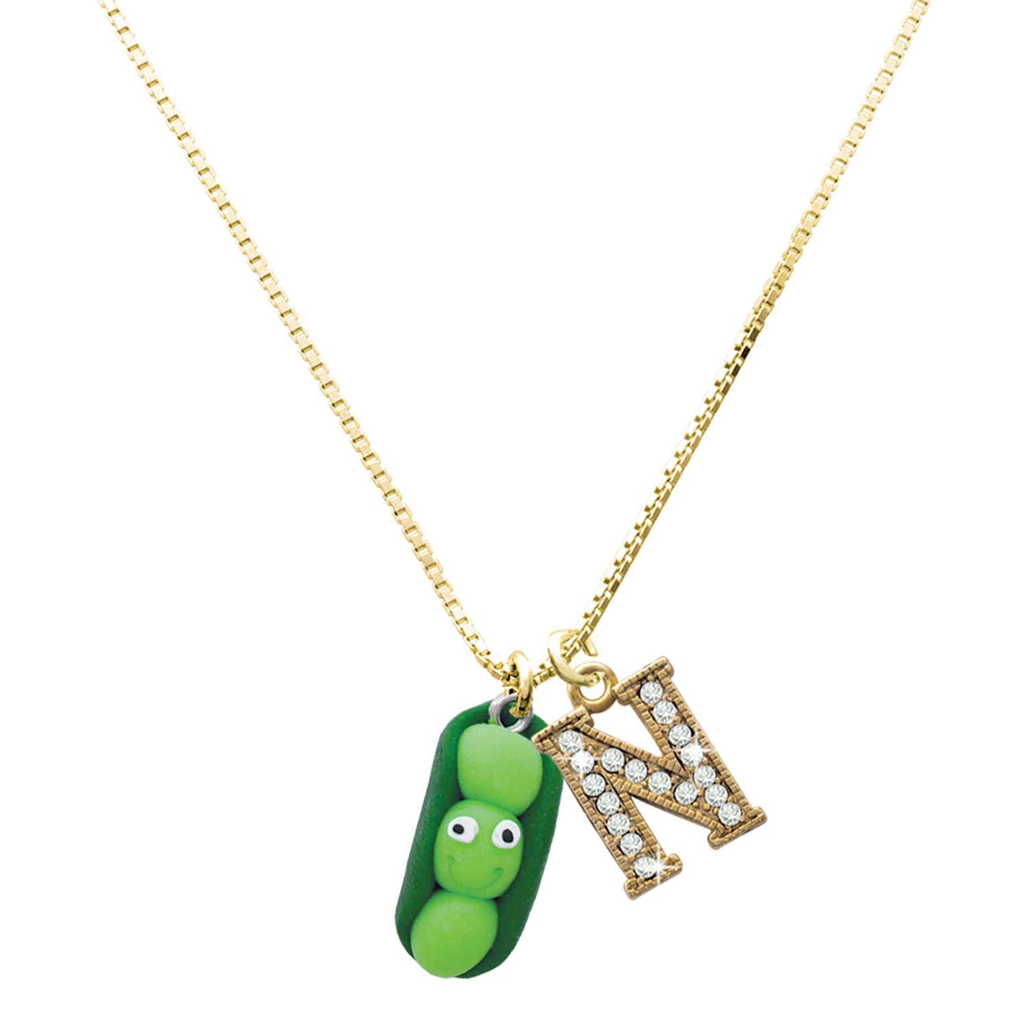 Delight Jewelry Fimo Clay Three Peas in a Pod - Large Goldtone Crystal ...