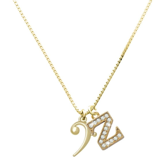 Delight Jewelry Gold-tone Bass Clef - Large Goldtone Crystal Initial ...