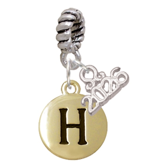 Delight Jewelry Gold-tone Capital Letter - H - Pebble Disc - Silver ...