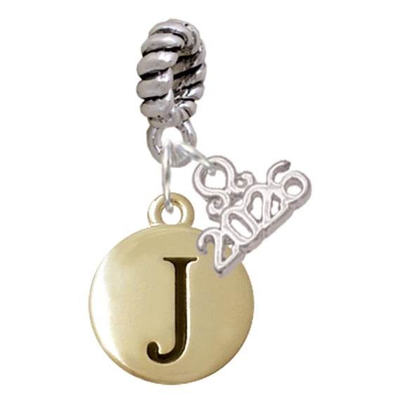 Delight Jewelry Gold-tone Capital Letter - J - Pebble Disc - Silver ...