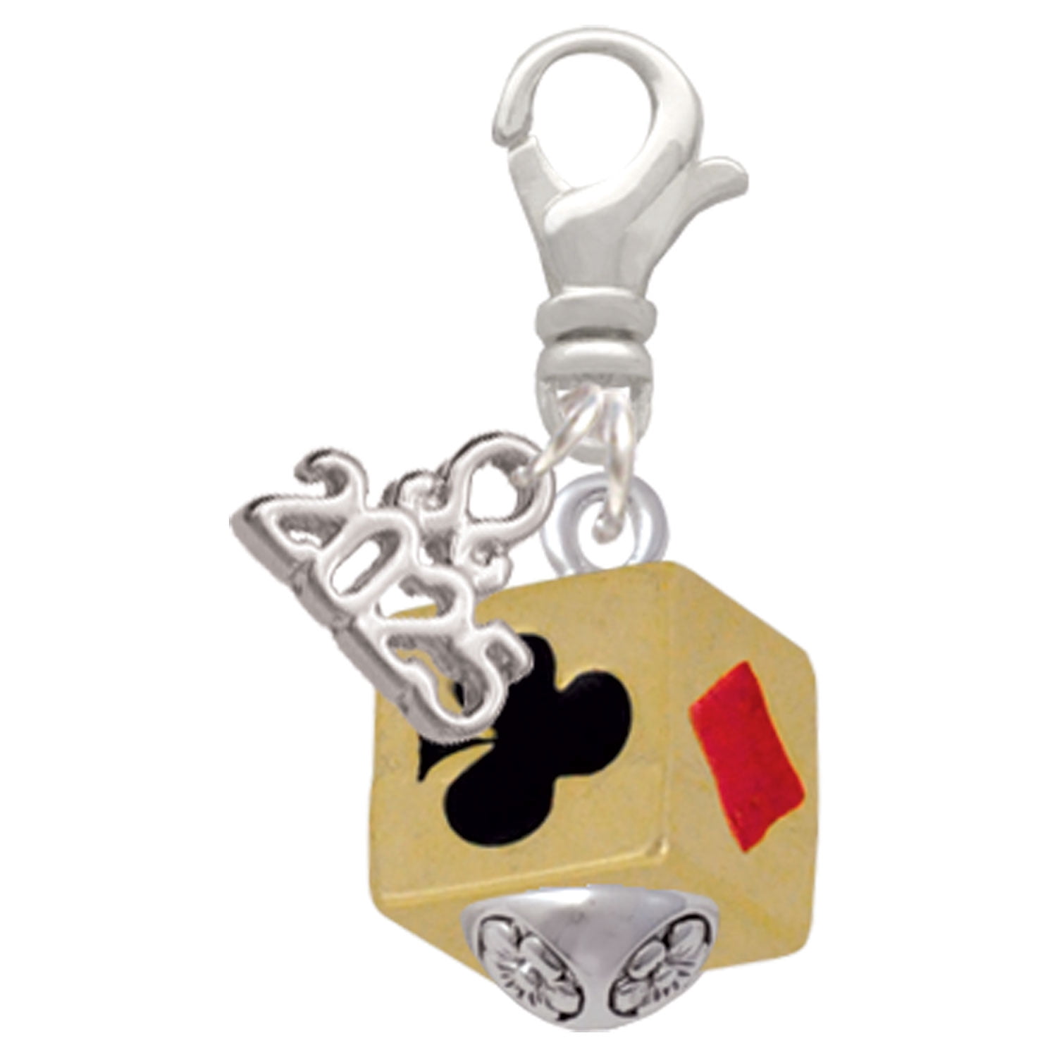 Delight Jewelry Gold-tone Card Suits Square Spinner - Silver-tone Clip ...