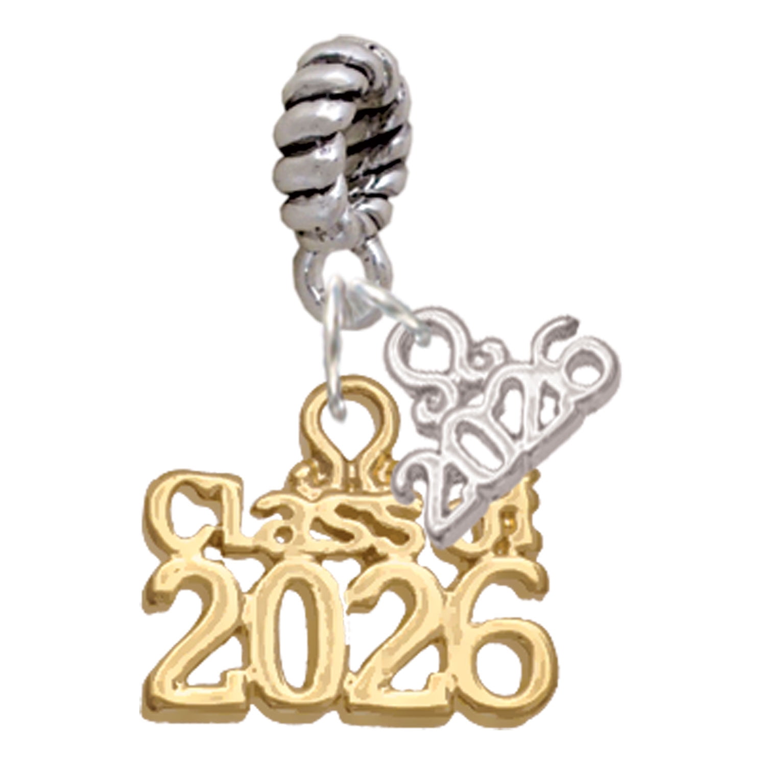 Delight Jewelry Gold-tone Class of 2026 - Silver Plated Rope Charm Bead ...