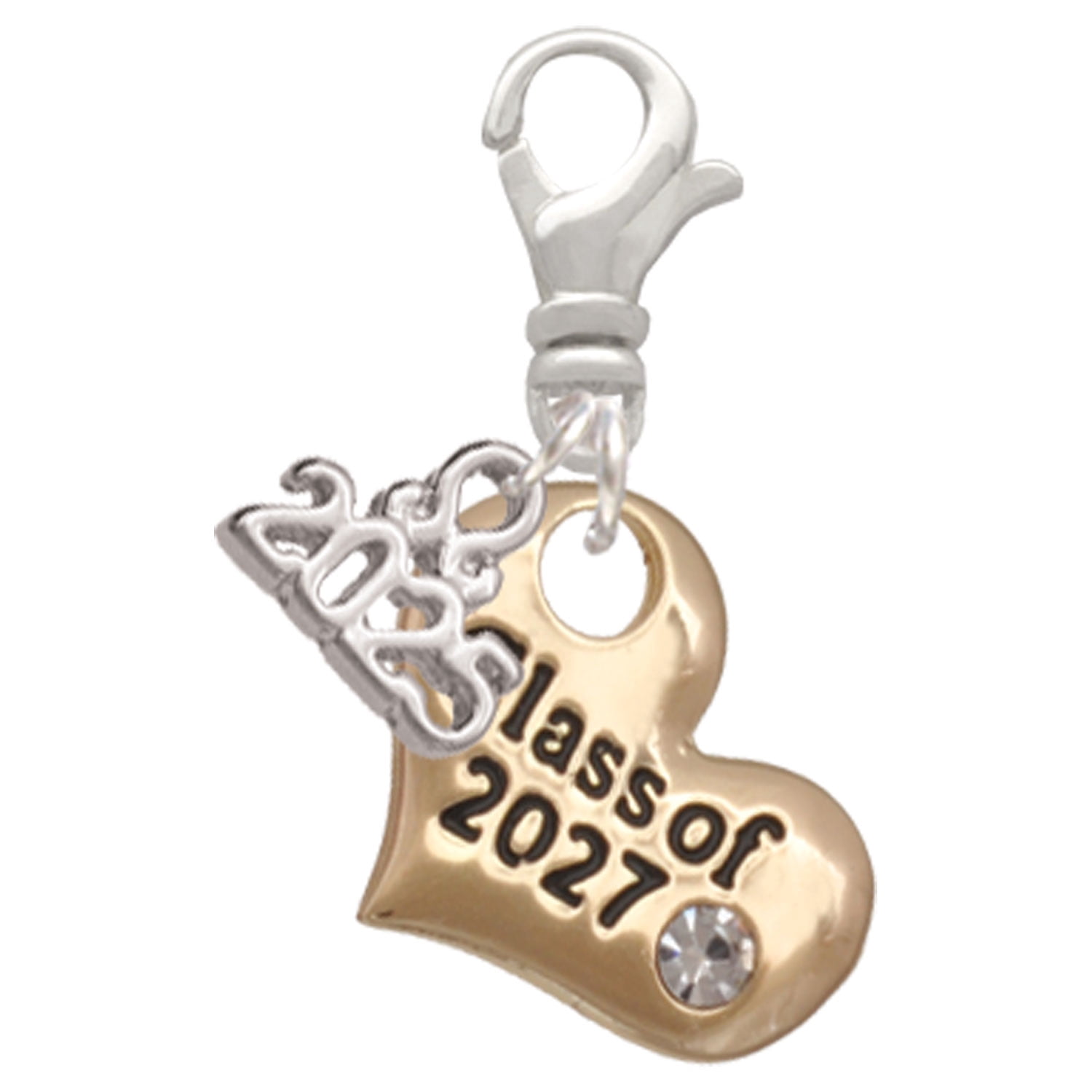 Delight Jewelry Gold-tone Class of 2027 Heart - Silver-tone Clip on ...