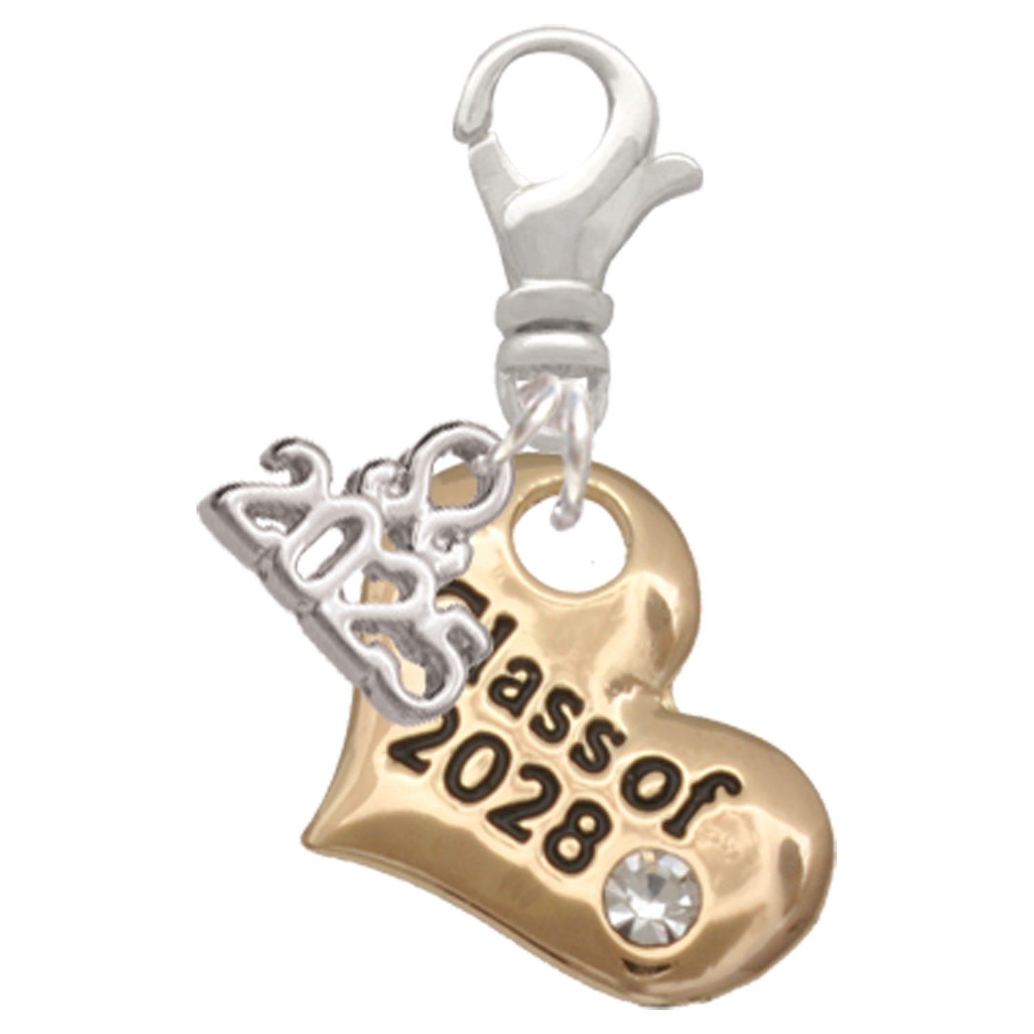 Delight Jewelry Gold-tone Class of 2028 Heart - Silver-tone Clip on ...