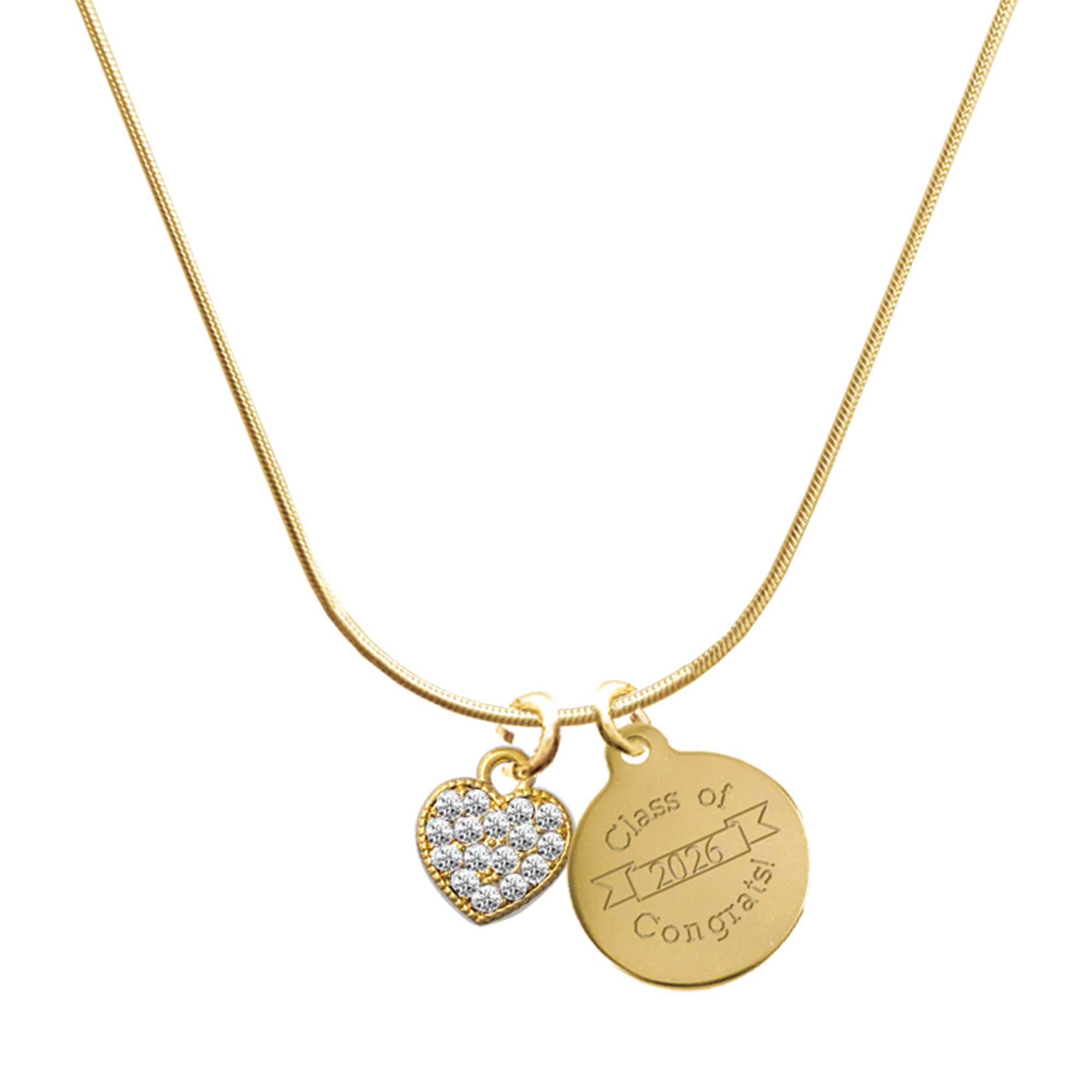 Delight Jewelry Gold-tone Clear Crystal Heart - Engraved Congrats Class ...