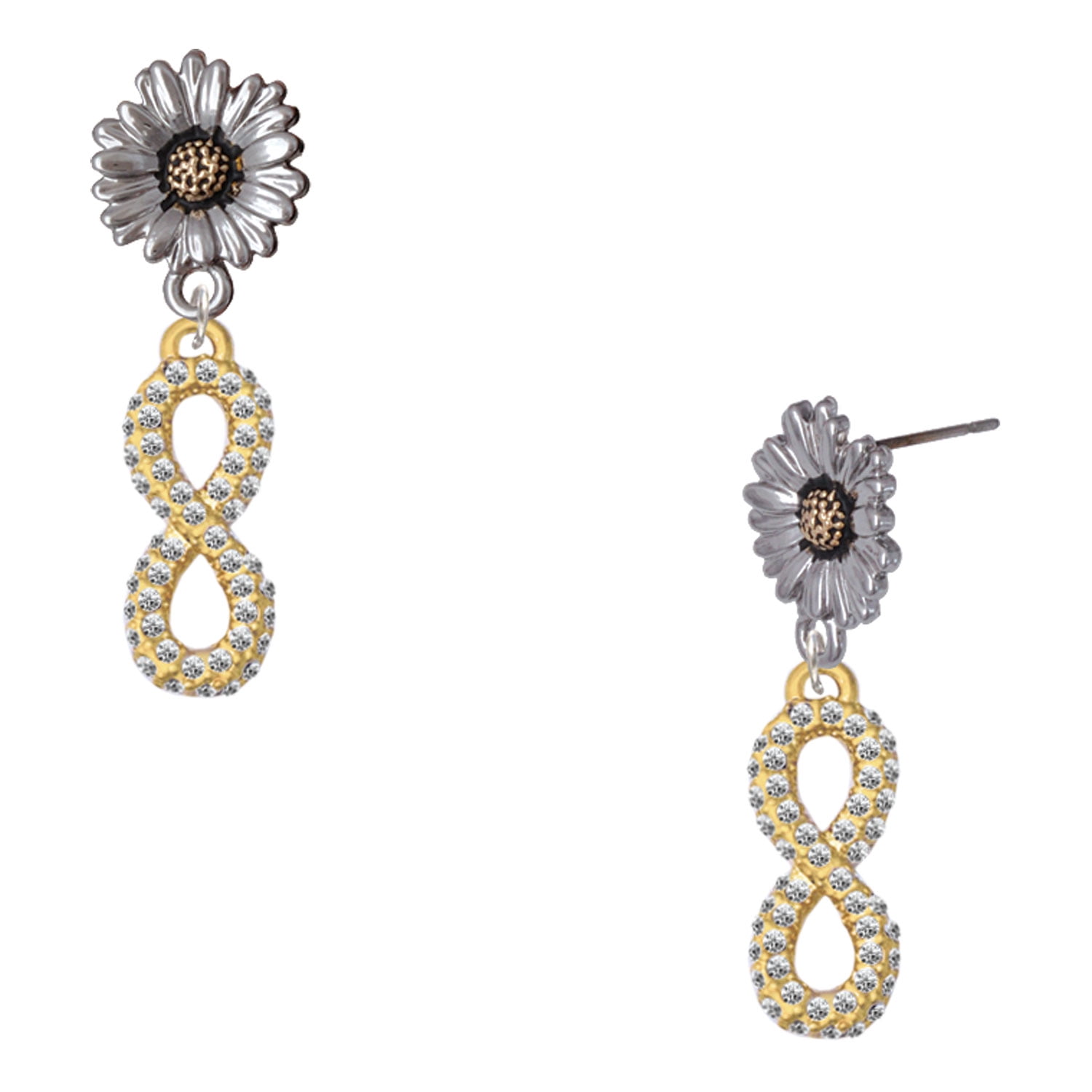 Delight Jewelry Gold-tone Crystal Infinity Sign - Two-tone Daisy Flower ...