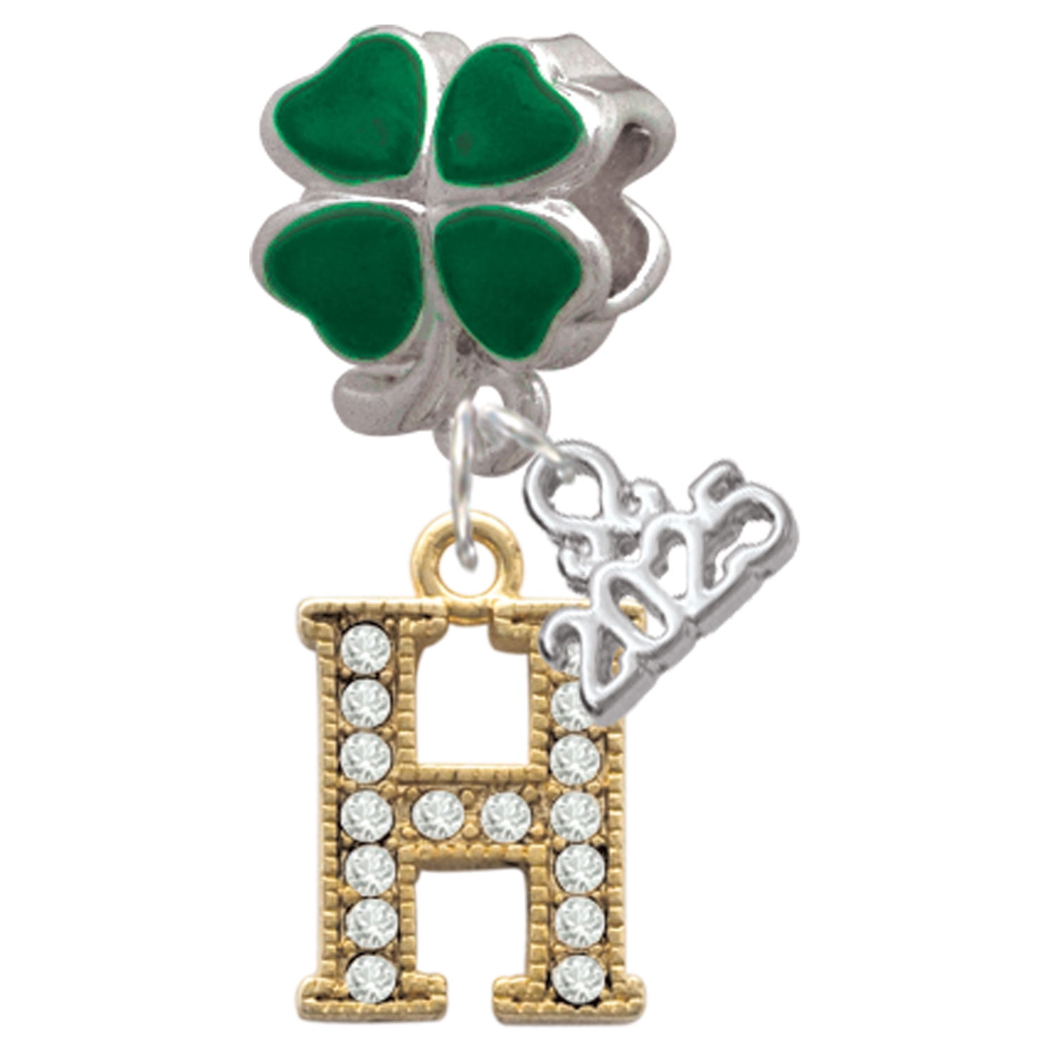 Delight Jewelry Gold-tone Crystal Initial - H - Good Luck Green Four ...