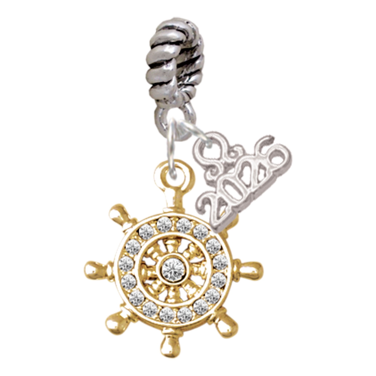 Delight Jewelry Gold-tone Crystal Ship Wheel - Direction - Silver ...