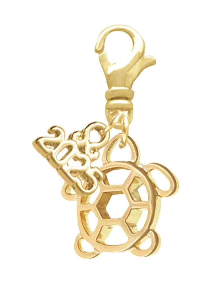 Delight Jewelry Gold-tone Cutout Sea Turtle - Gold-tone Clip on Charm ...