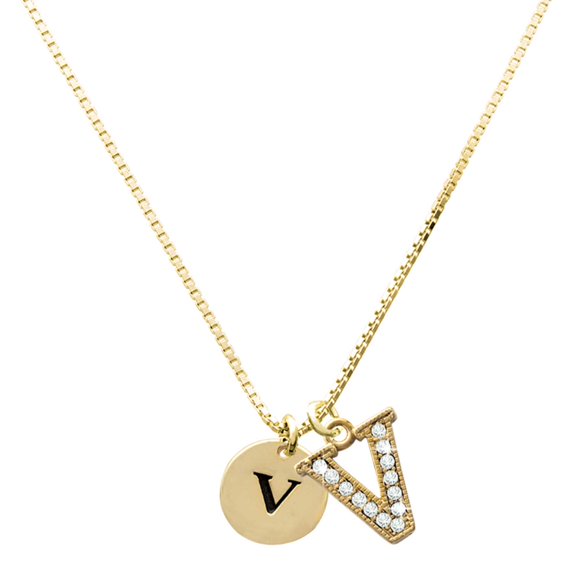 Delight Jewelry Gold-tone Disc 1/2'' Initial - v - Large Goldtone ...
