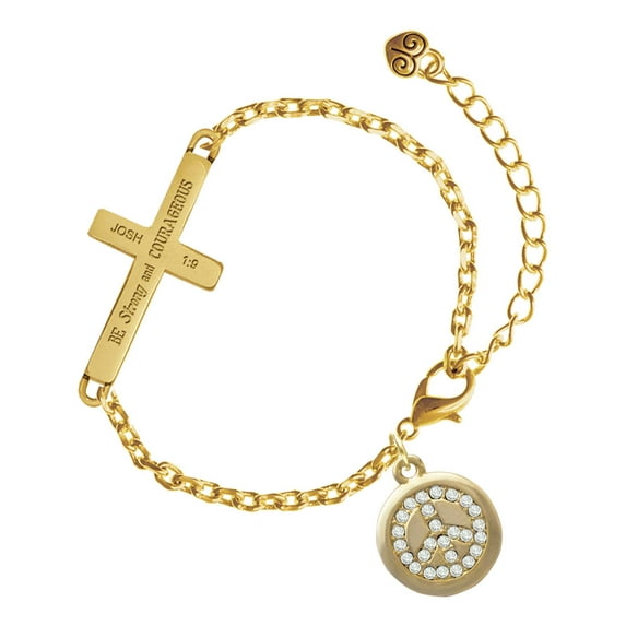 Delight Jewelry Gold-tone Disc with Crystal Peace Sign - Gold Tone ...