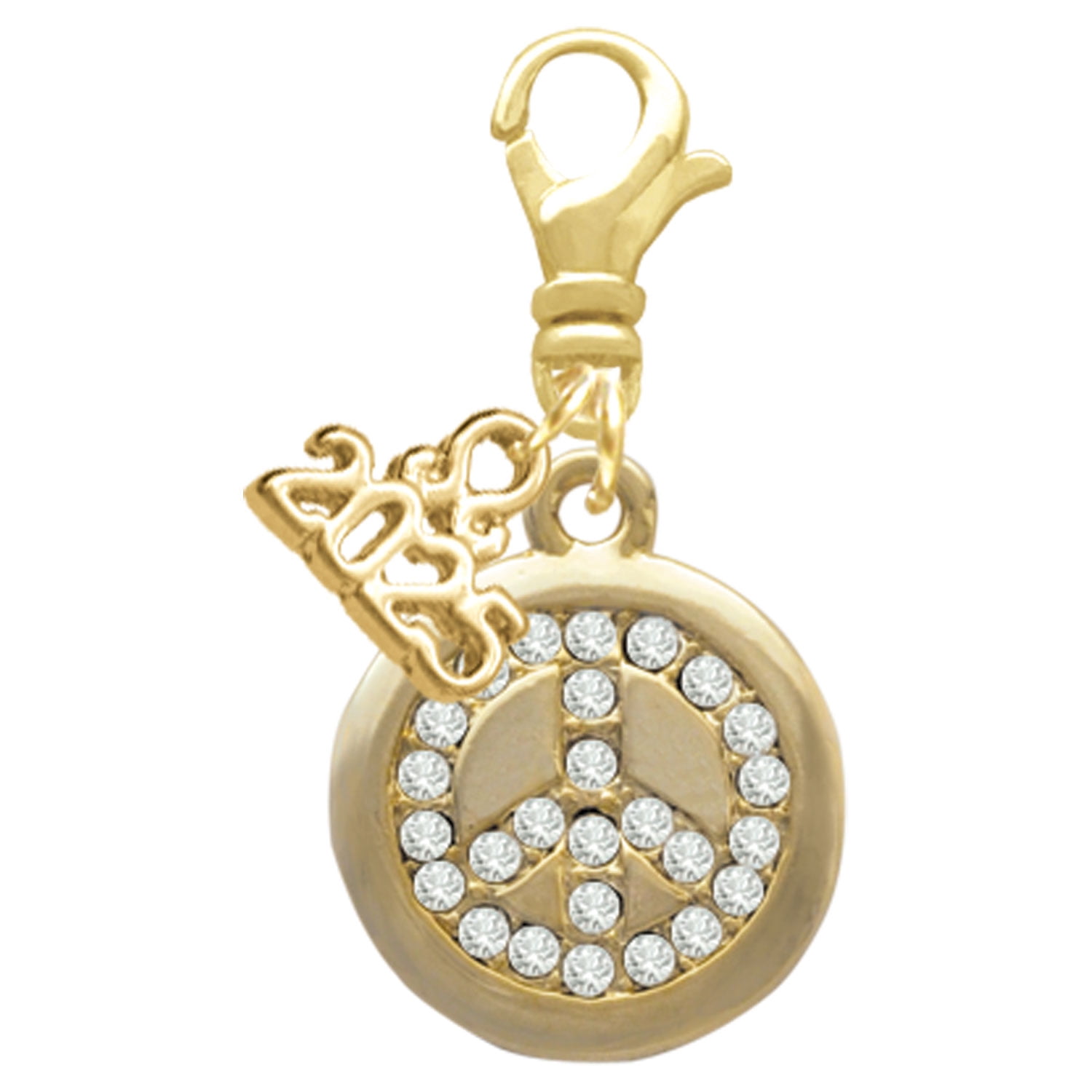 Delight Jewelry Gold-tone Disc with Crystal Peace Sign - Gold-tone Clip ...