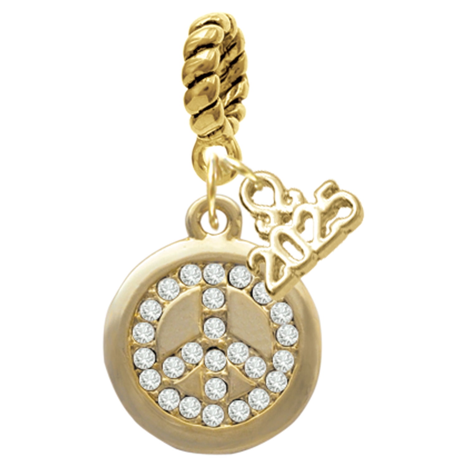 Delight Jewelry Gold-tone Disc with Crystal Peace Sign - Gold-tone Rope ...
