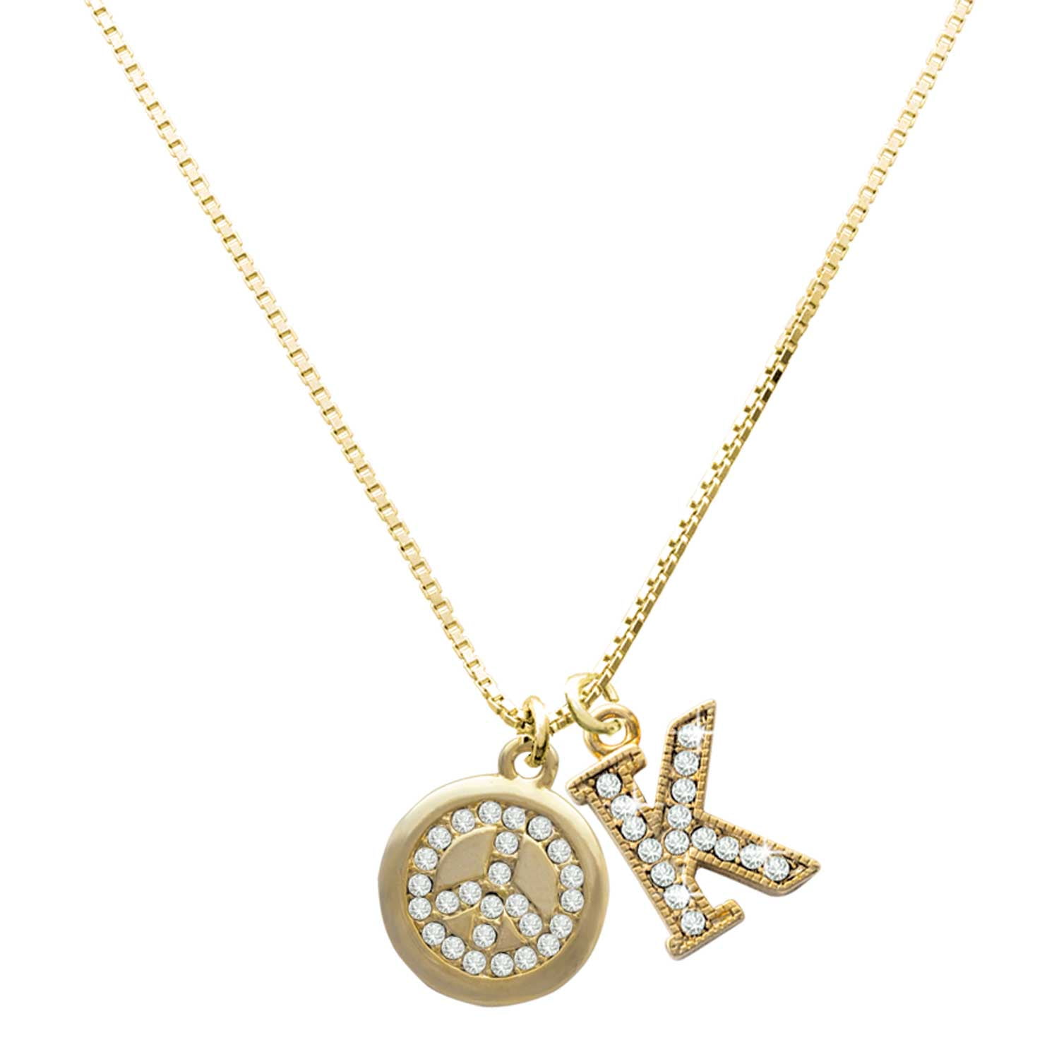 Delight Jewelry Gold-tone Disc with Crystal Peace Sign - Large Goldtone ...