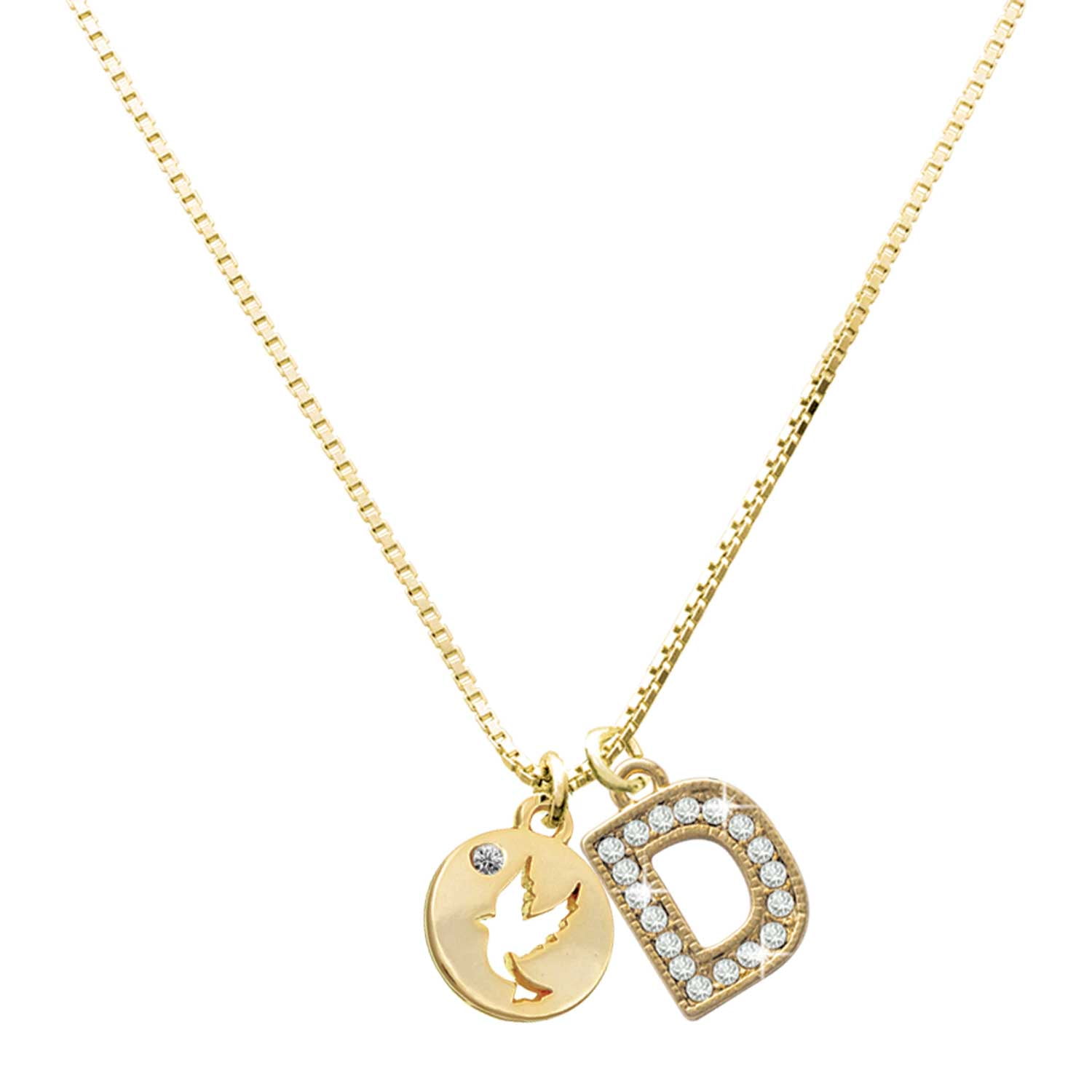 Delight Jewelry Gold-tone Dove Disc with a Large Goldtone Crystal ...
