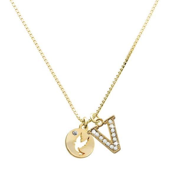Delight Jewelry Gold-tone Dove Disc - Large Goldtone Crystal Initial ...