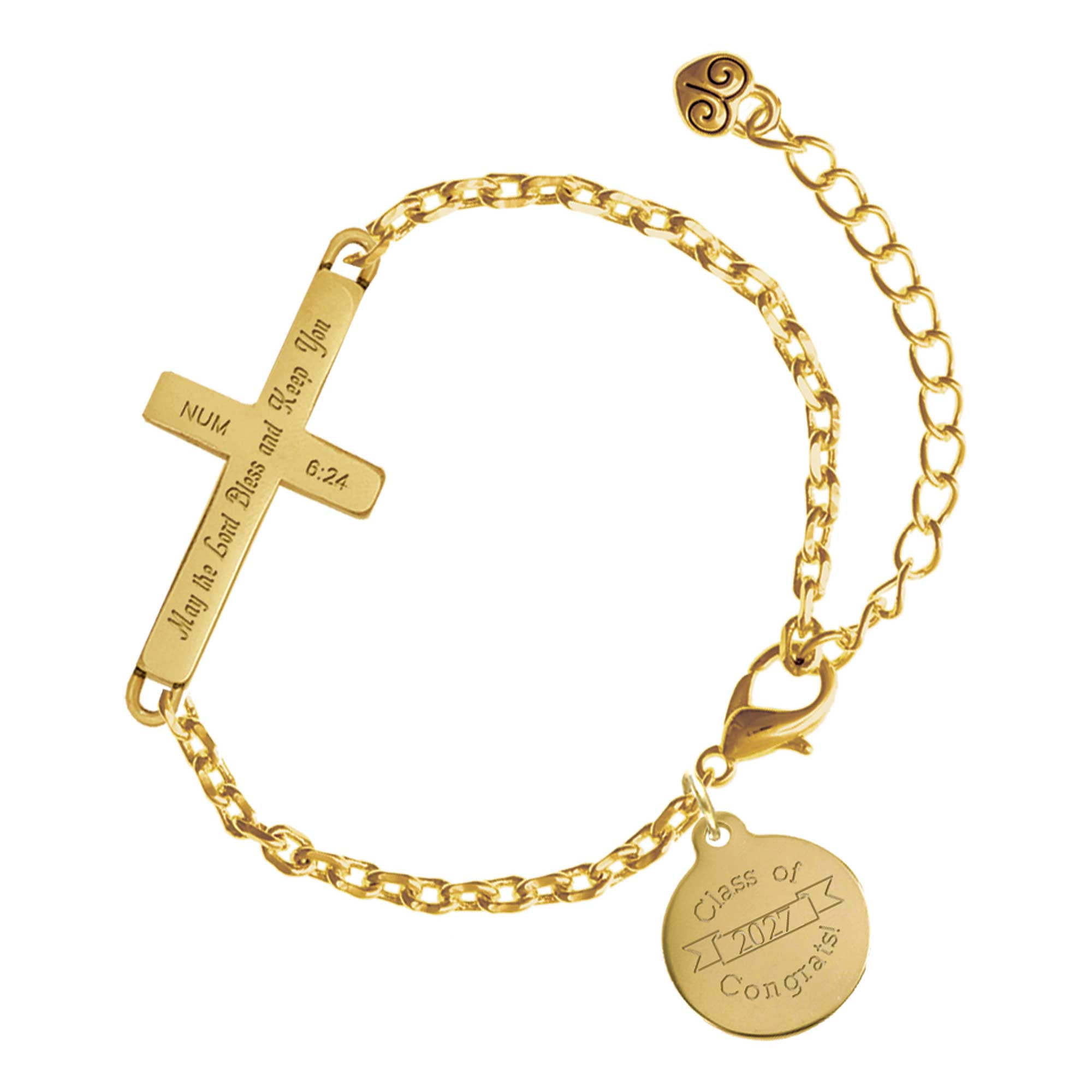 Delight Jewelry Gold-tone Engraved Class of 2027 - Gold Tone Numbers 6: ...