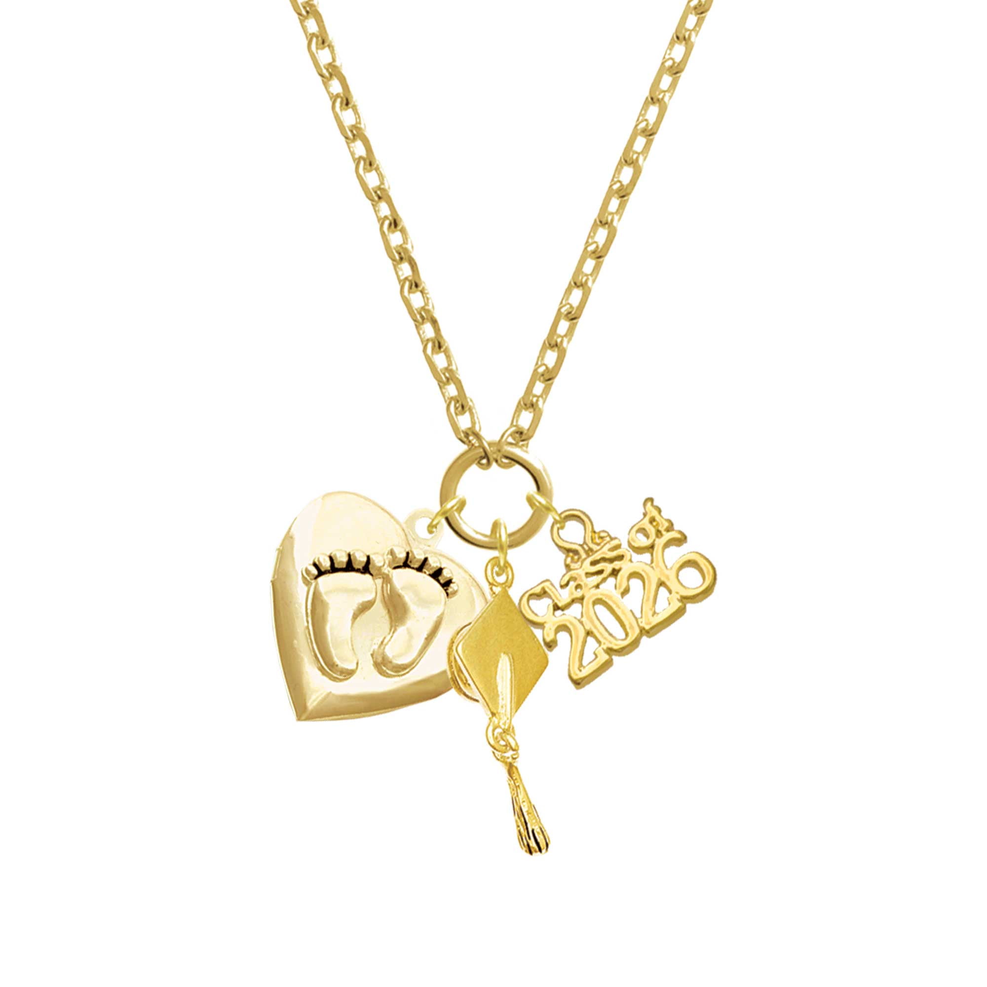 Delight Jewelry Gold-tone Feet Heart Locket - Gold-tone Class of 2026 ...