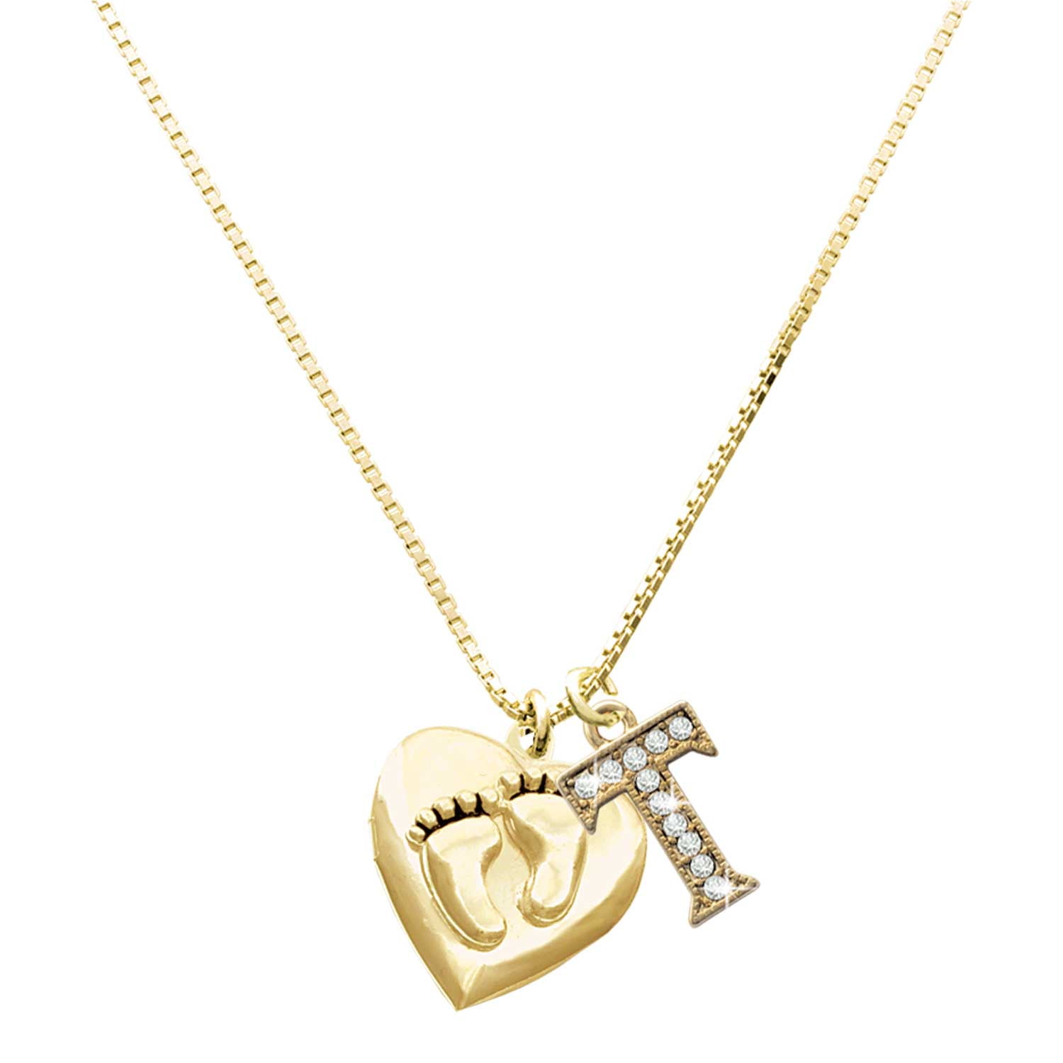 Delight Jewelry Gold-tone Foot Prints Heart Locket - Large Goldtone ...