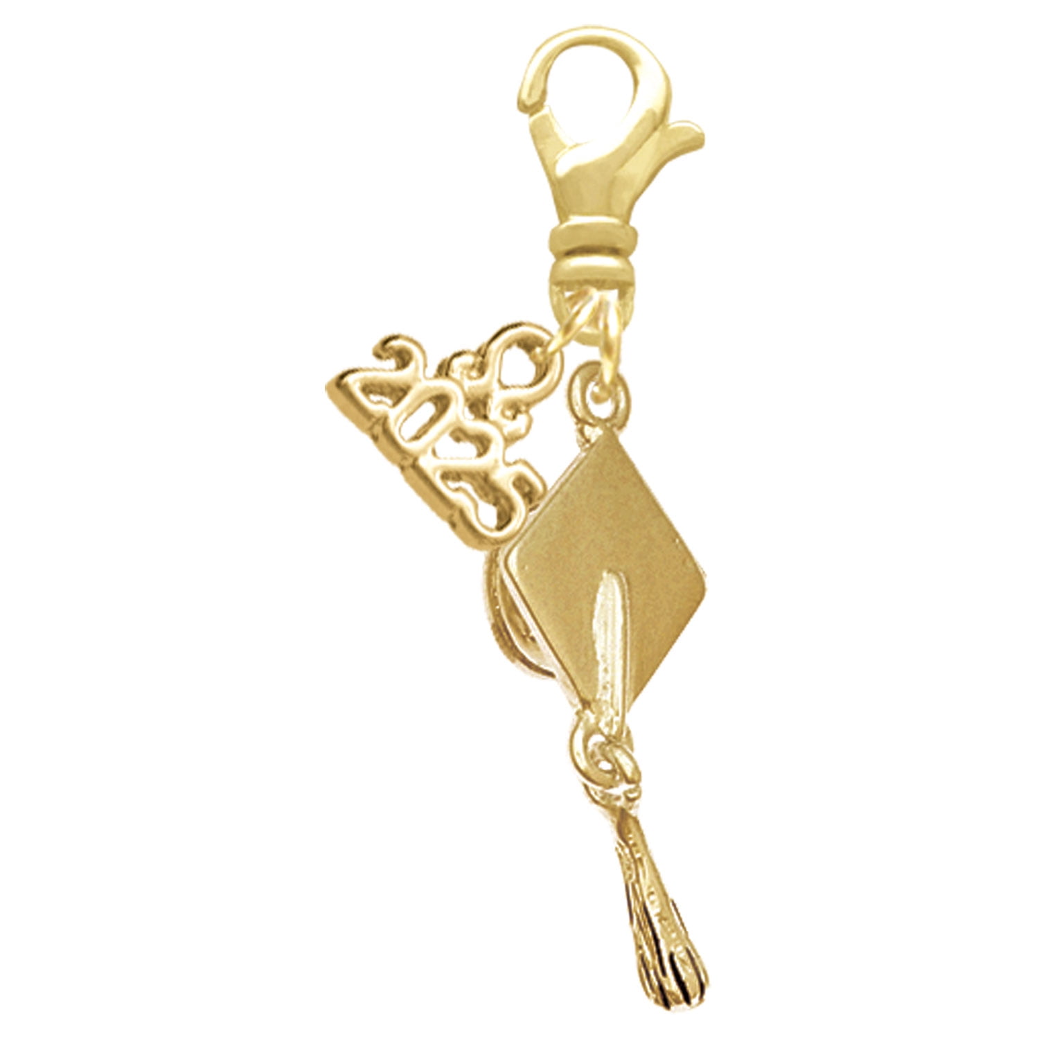 Delight Jewelry Gold-tone Graduation Hat - Gold-tone Clip on Charm with ...