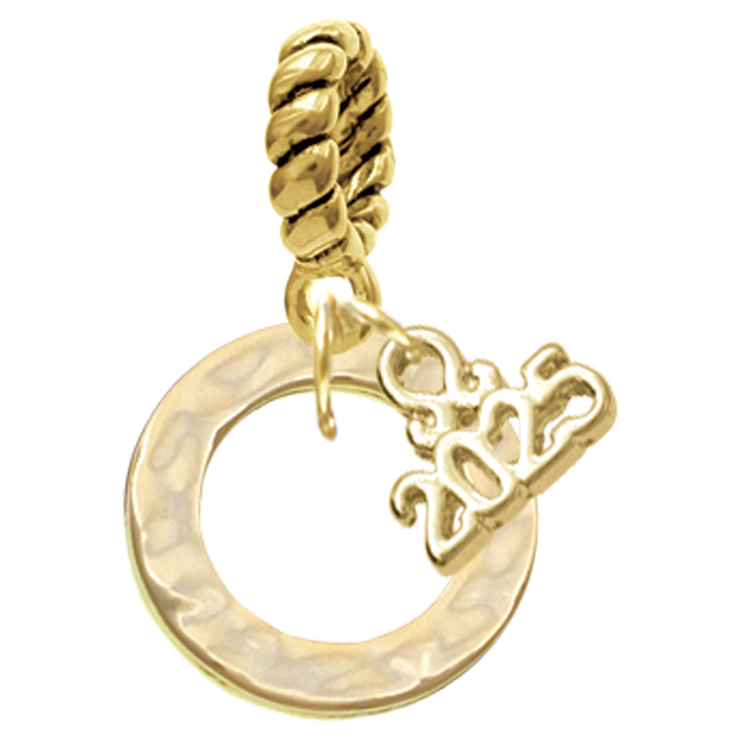 Delight Jewelry Gold-tone Hammered Karma Ring - Gold-tone Rope Charm ...