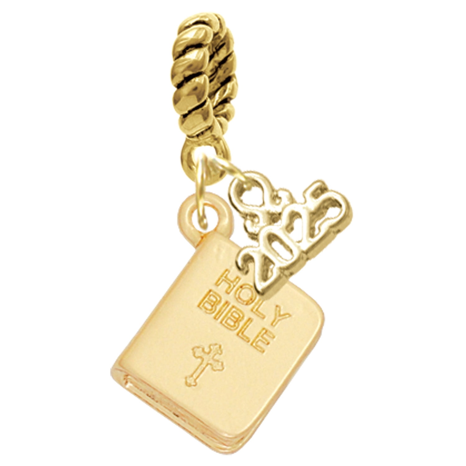 Delight Jewelry Gold-tone Holy Bible - Gold-tone Rope Charm Bead Dangle ...