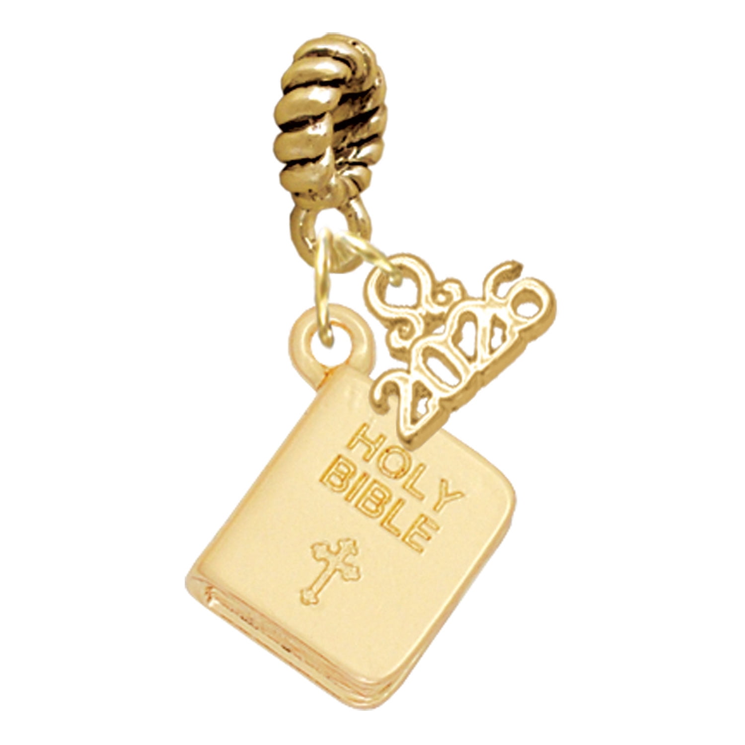 Delight Jewelry Gold-tone Holy Bible - Goldtone Plated Rope Charm Bead ...