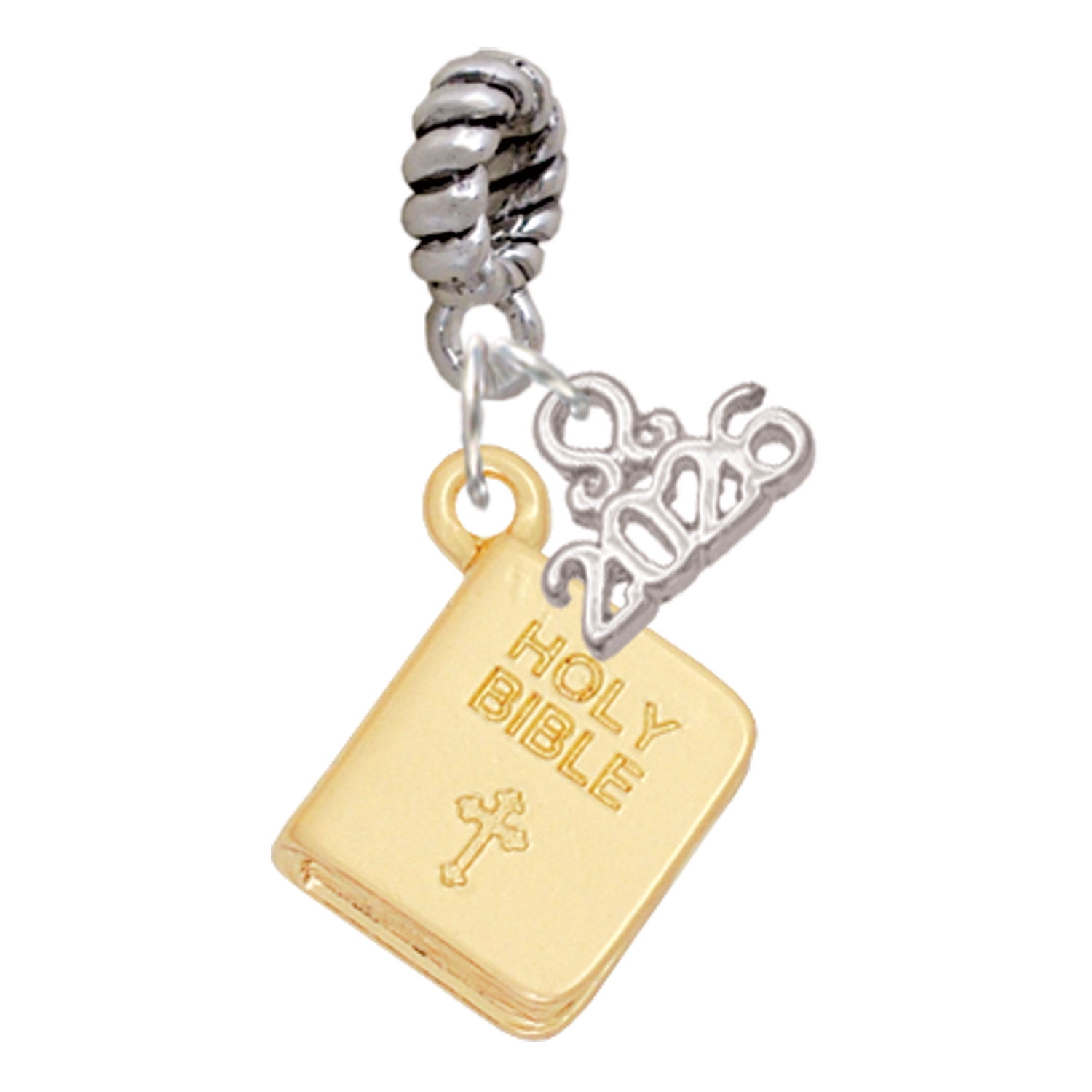 Delight Jewelry Gold-tone Holy Bible - Silver Plated Rope Charm Bead ...