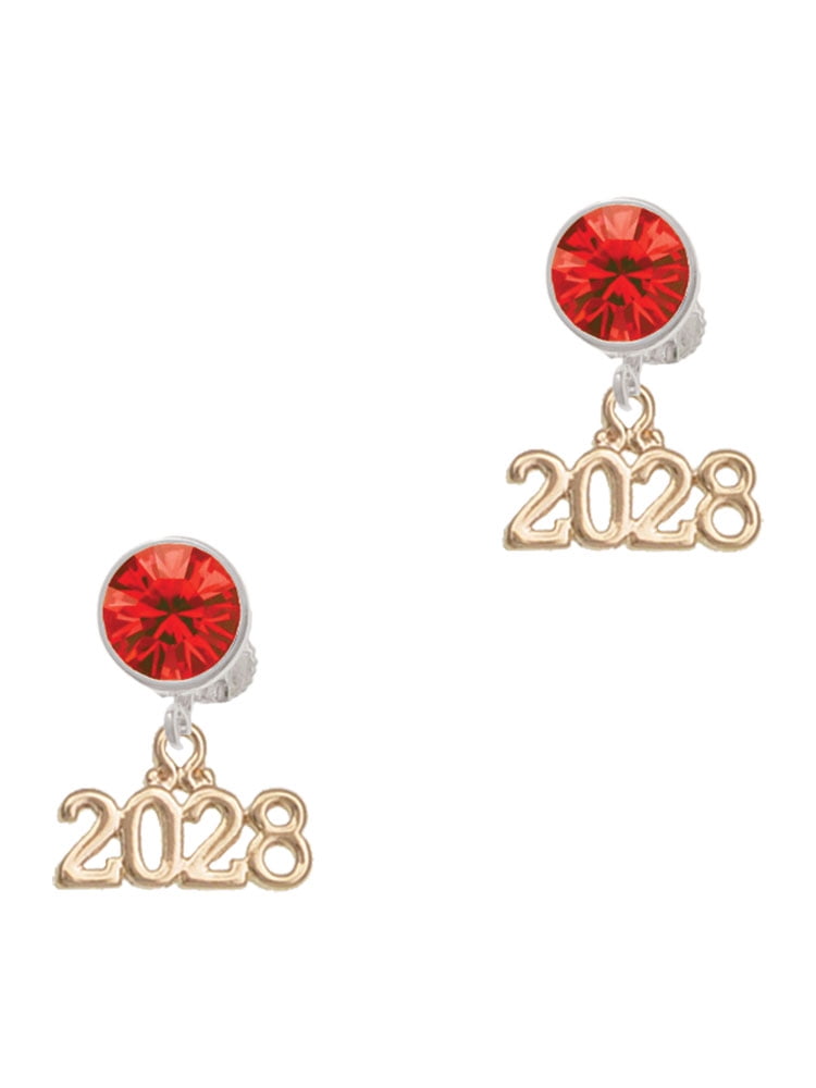 Delight Jewelry Gold-tone Horizontal Year 2028 Red Crystal Clip on ...