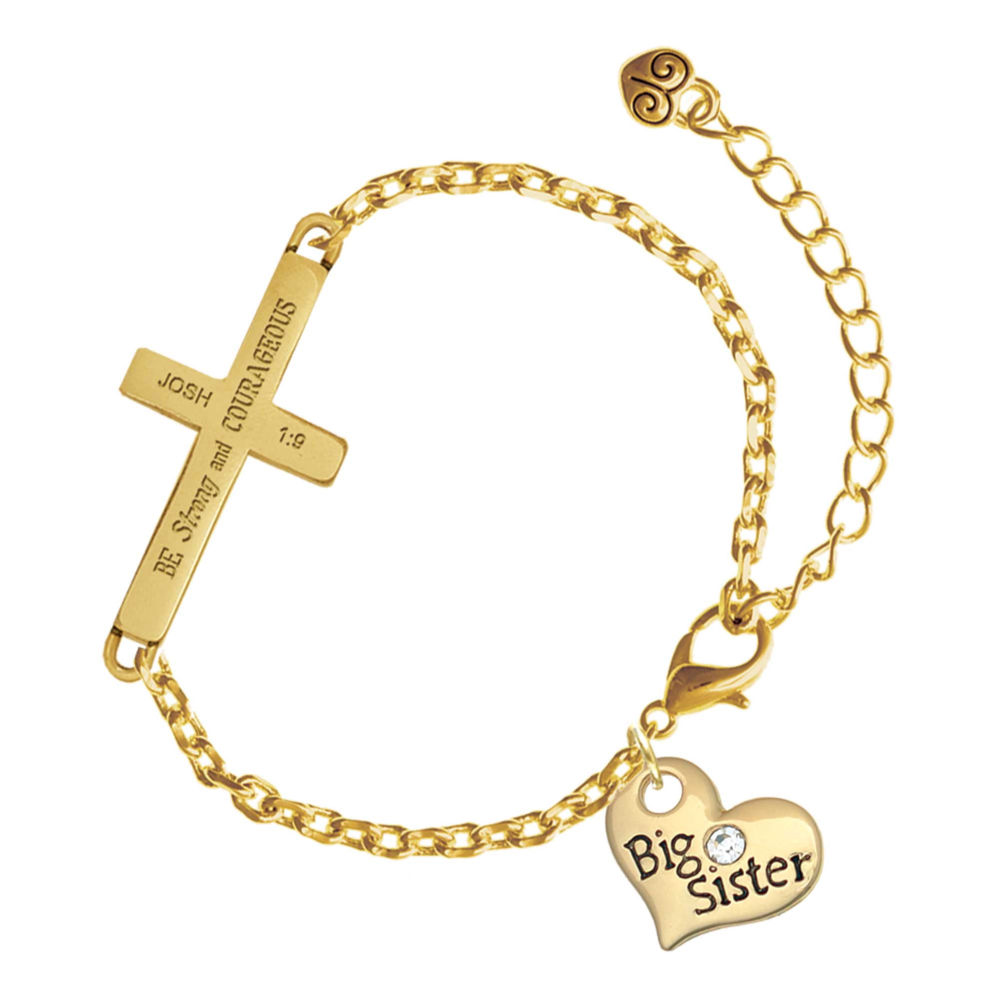 Delight Jewelry Gold-tone Large Big Sister Heart with Clear Crystal ...