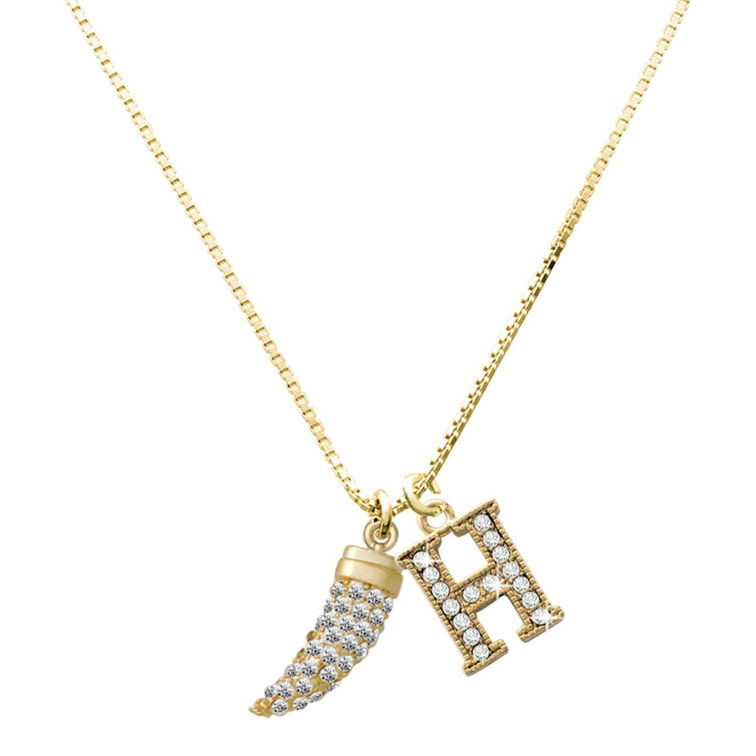 Delight Jewelry Gold-tone Large Crystal Lucky Tiger Tooth - Large ...