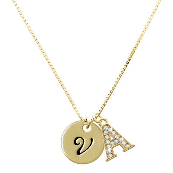 Delight Jewelry Gold-tone Large Disc Letter - V - 3/4'' - Large ...