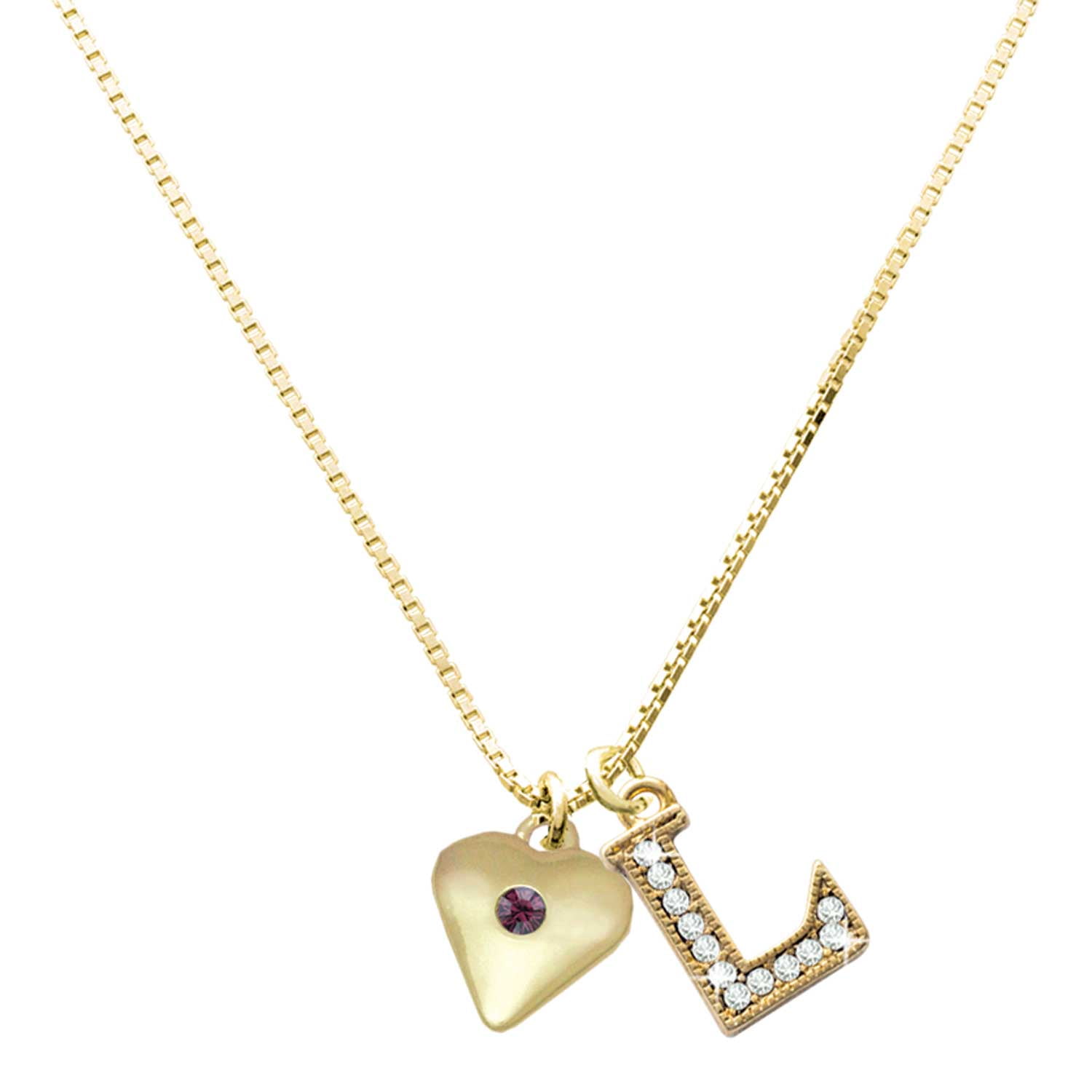 Delight Jewelry Gold-tone Large February - Purple Crystal Heart - Large ...