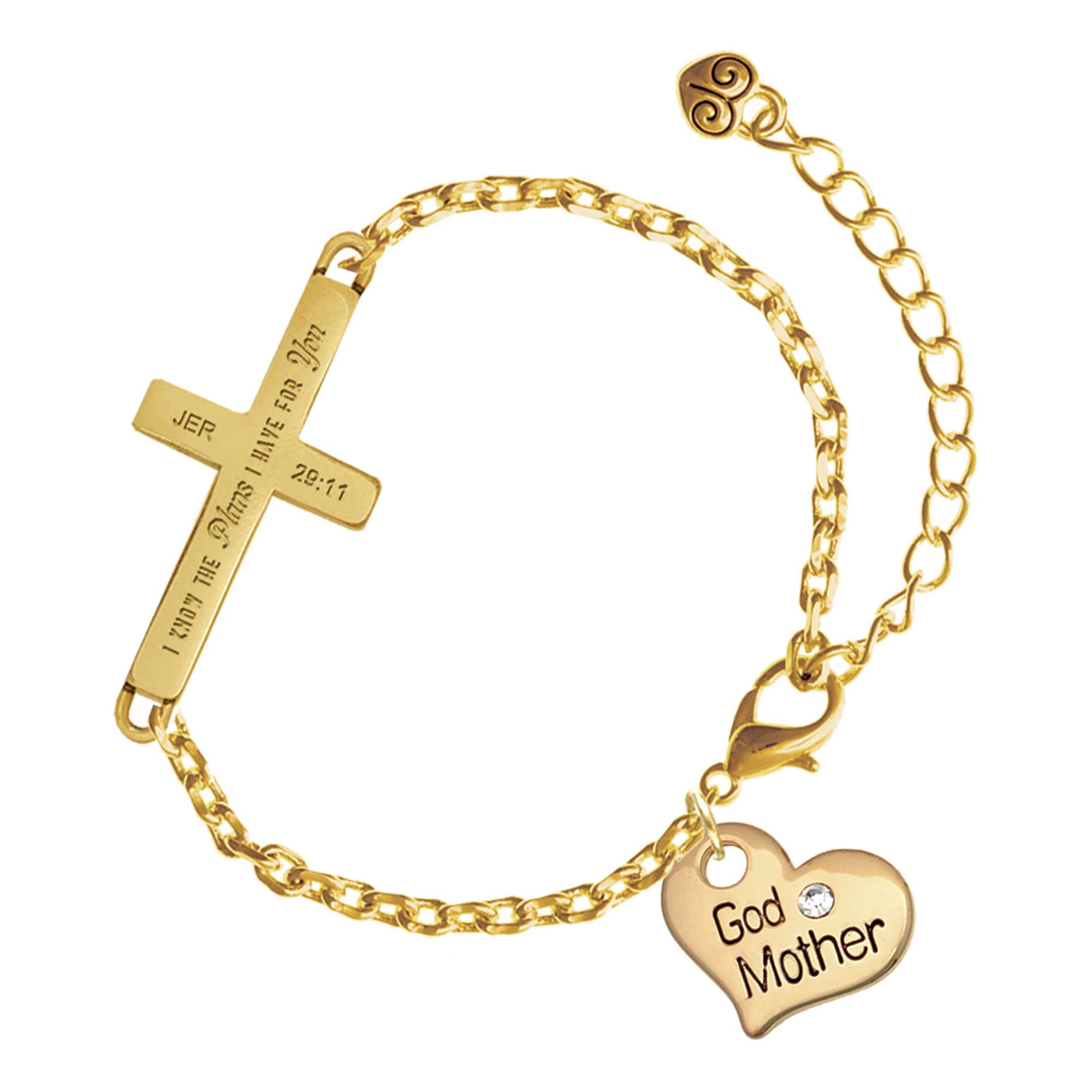 Delight Jewelry Gold-tone Large Godmother Heart with Crystal - Gold ...