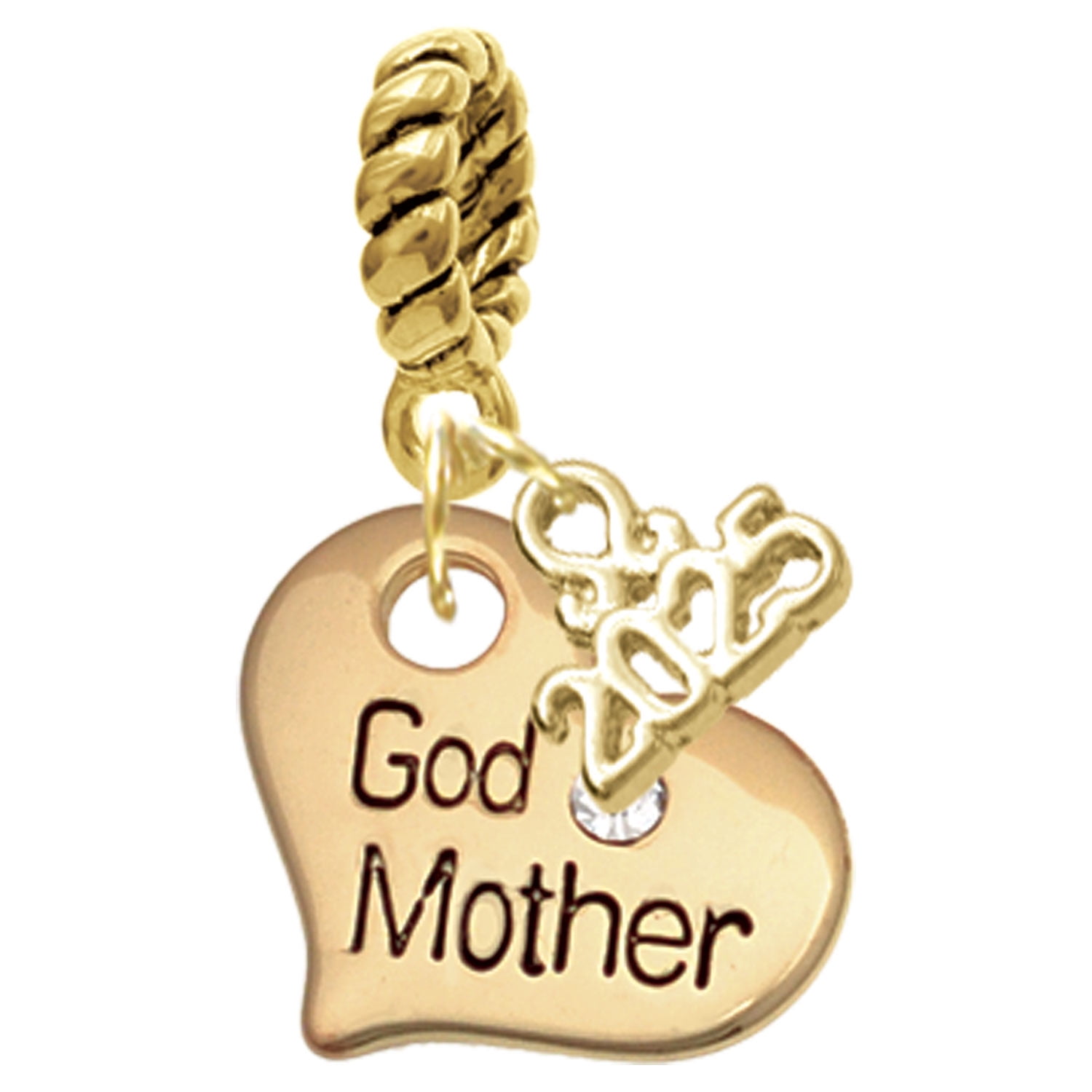 Delight Jewelry Gold-tone Large Godmother Heart with Crystal - Gold ...