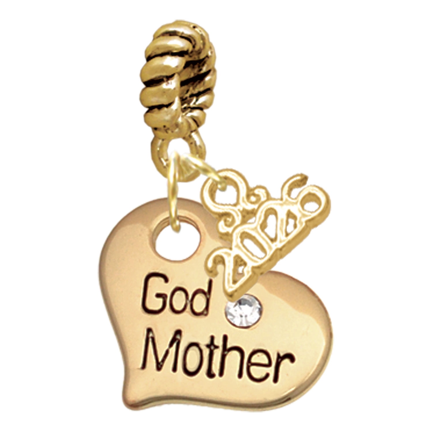 Delight Jewelry Gold-tone Large Godmother Heart with Crystal - Goldtone ...