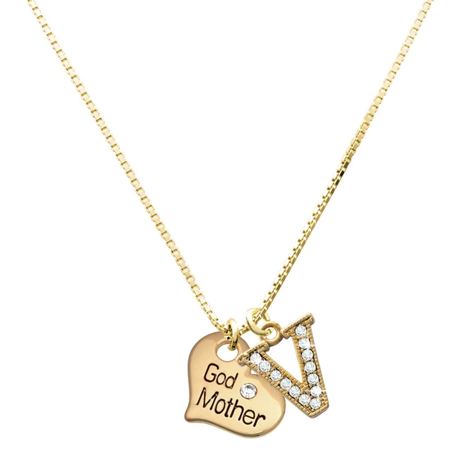 Delight Jewelry Gold-tone Large Godmother Heart with Crystal - Large ...