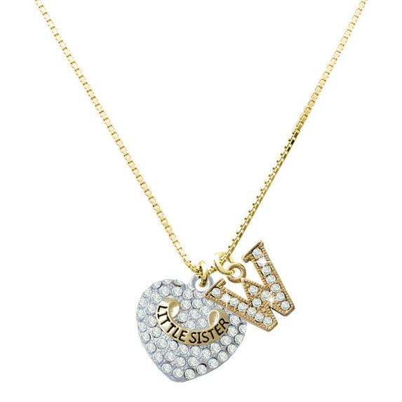 Delight Jewelry Gold-tone Little Sister Rock on Clear Crystal Heart ...