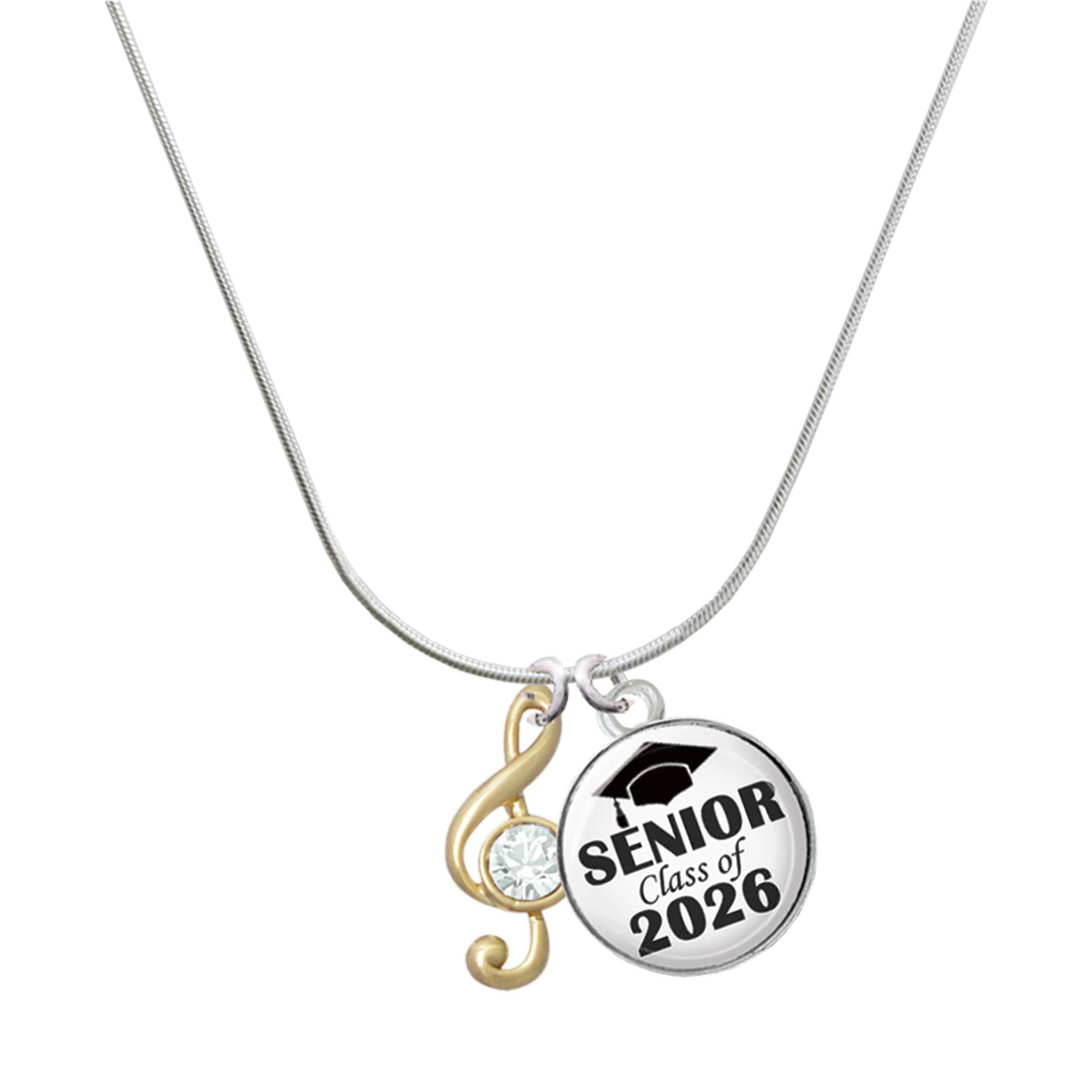 Delight Jewelry Gold-tone Medium Clef with Crystal - Silvertone Senior ...