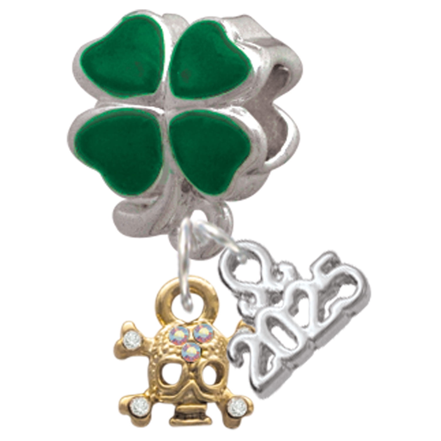 Delight Jewelry Gold-tone Mini Skull & Bones with Crystals - Good Luck ...
