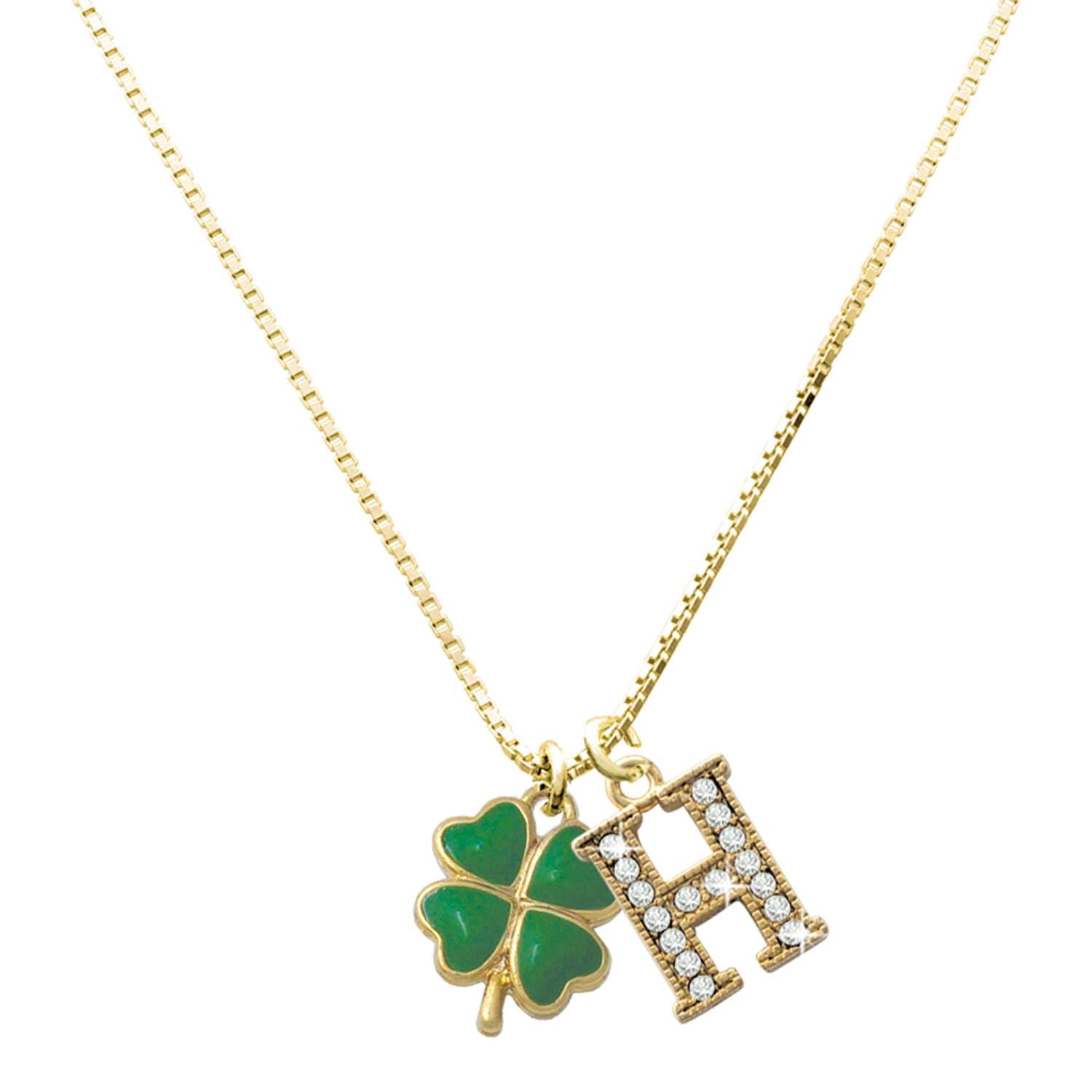 Delight Jewelry Gold-tone Opaque Green Lucky Four Leaf Clover - Large ...