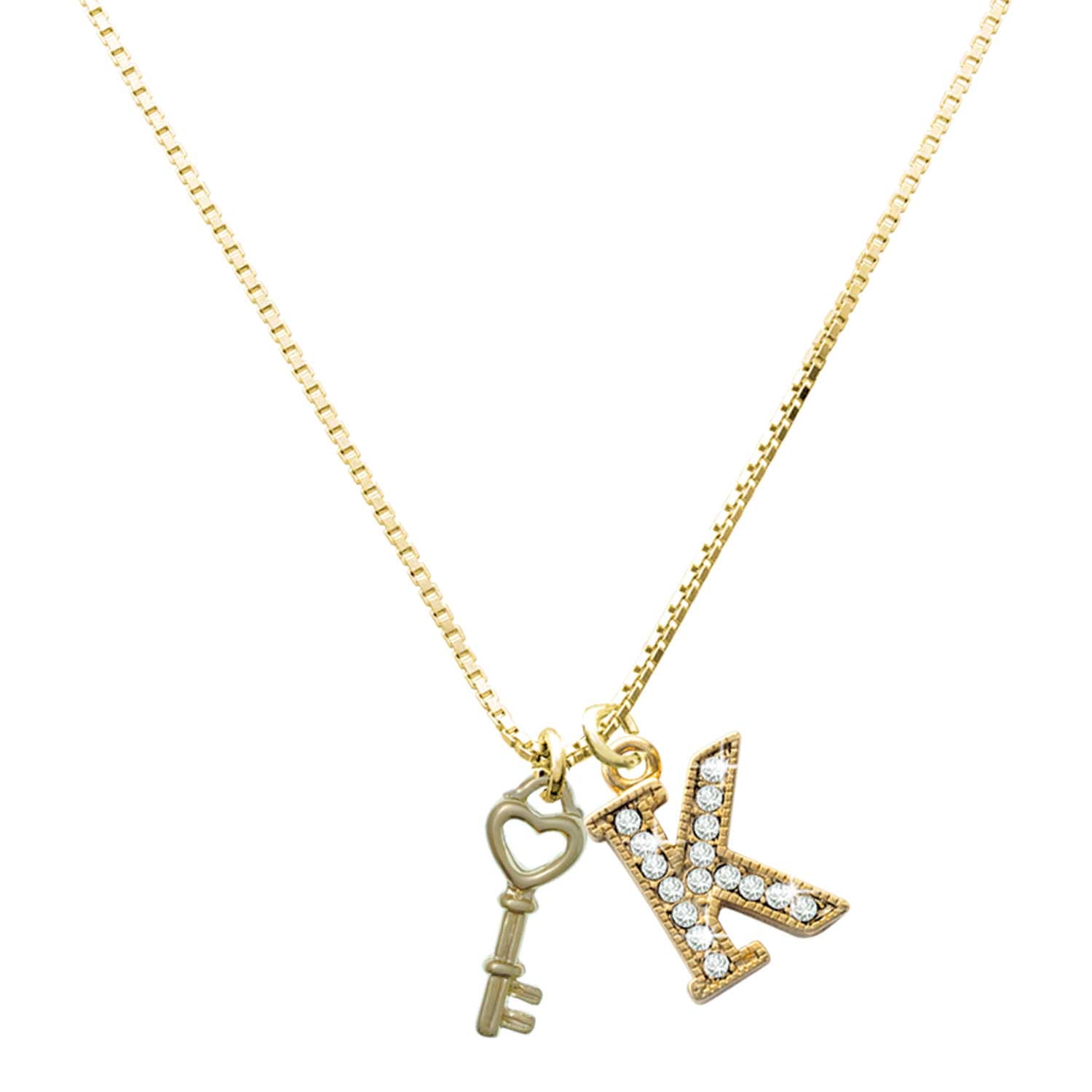 Delight Jewelry Gold-tone Open Heart Key - Large Goldtone Crystal ...